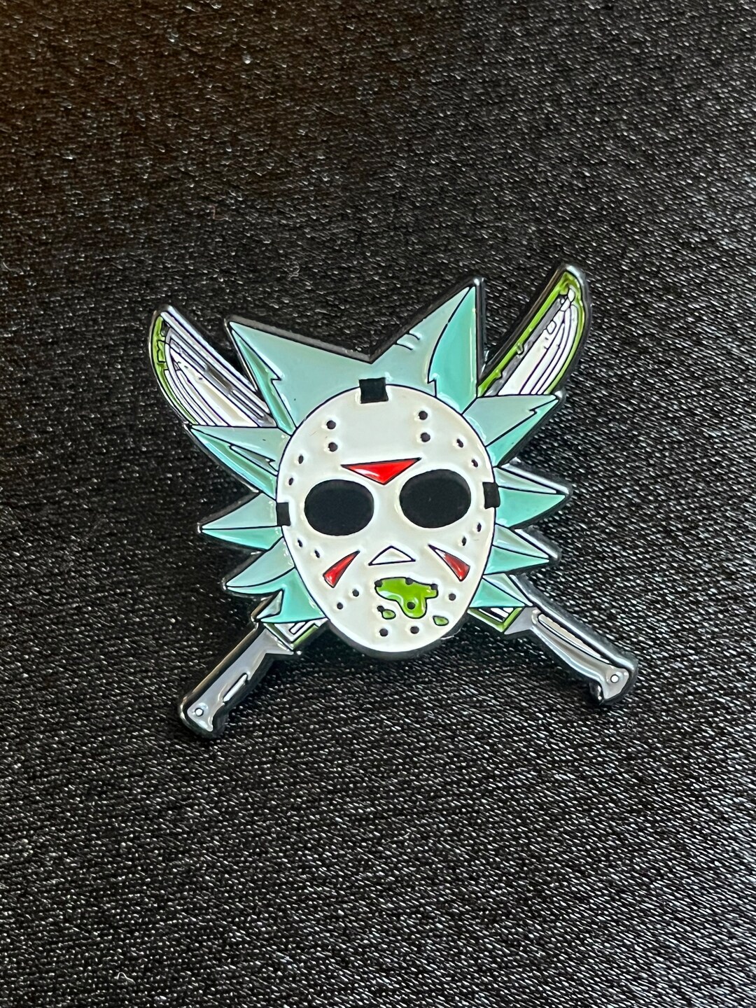 Rick and Morty Rick as Jason Voorhees Enamel Pin / Badge / Brooch - Etsy