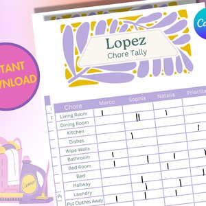 Kid's Chore Chart Templates - Etsy