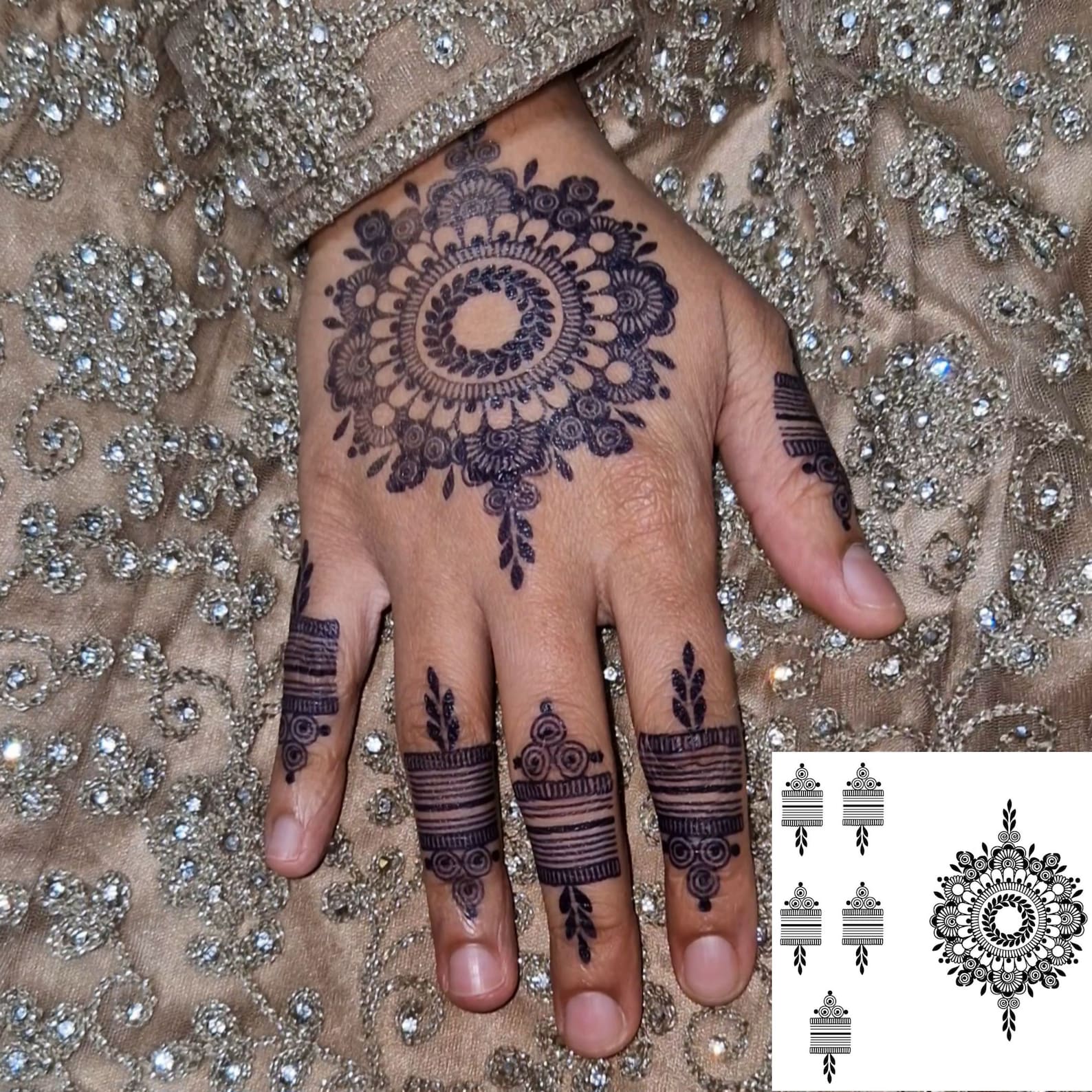 Semi-permanent Tattoo Jagua Gel Tattoo Sticker Bridal Mandala Vines ...