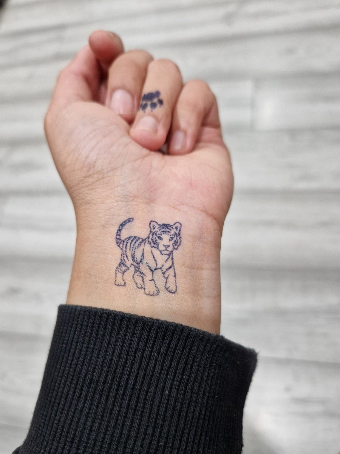 Natural Semi-permanent Tattoo Jagua Gel Tattoo Sticker Mini Tiger Cubs ...