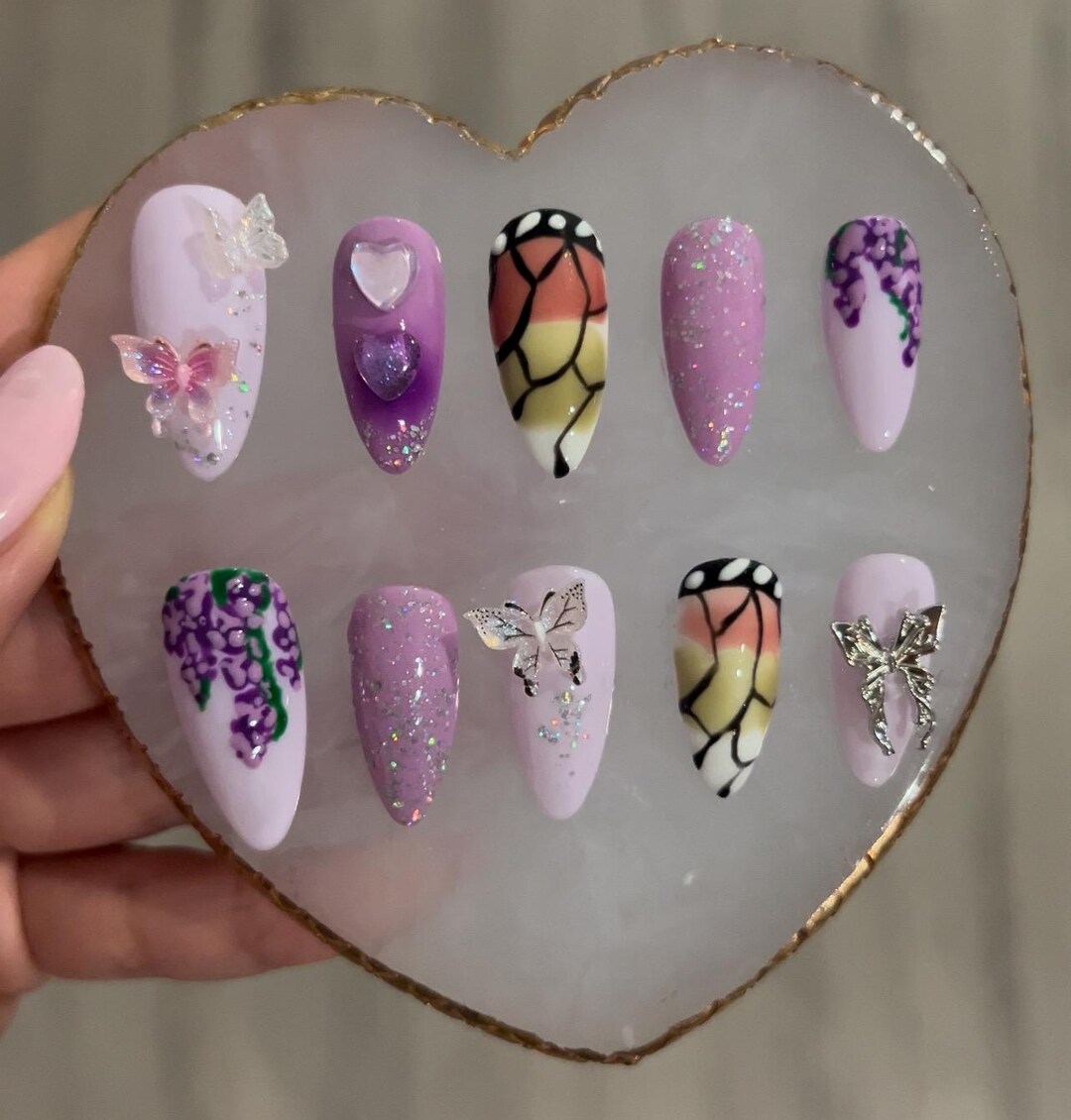 Demon Slayer Insect Hashira Shinobu Kocho Inspired Press on Nails - Etsy