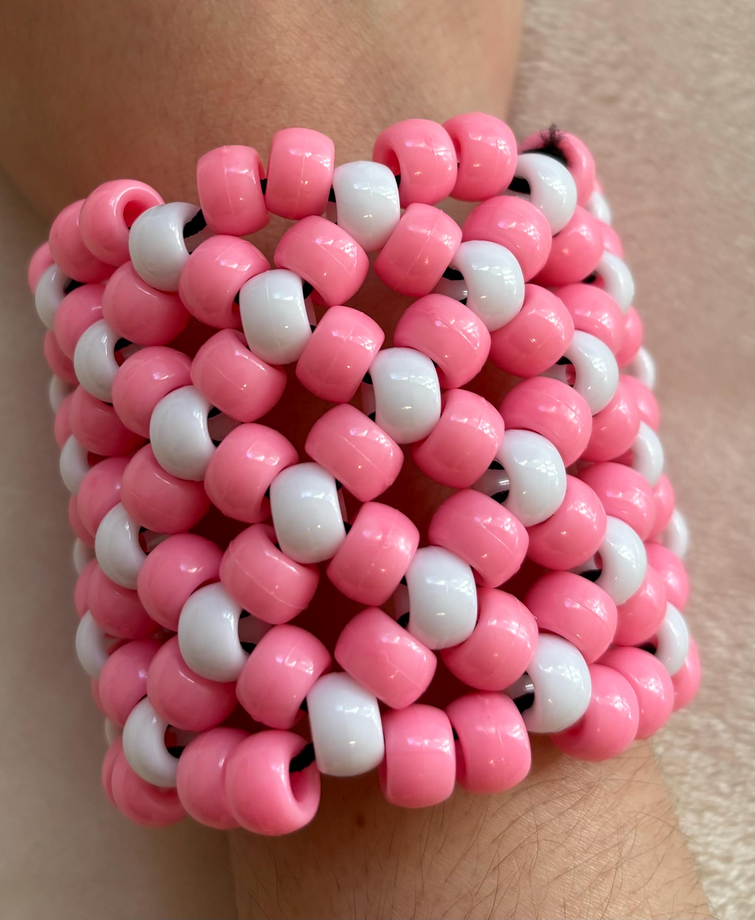 Pink and White Kandi Cuff - Etsy