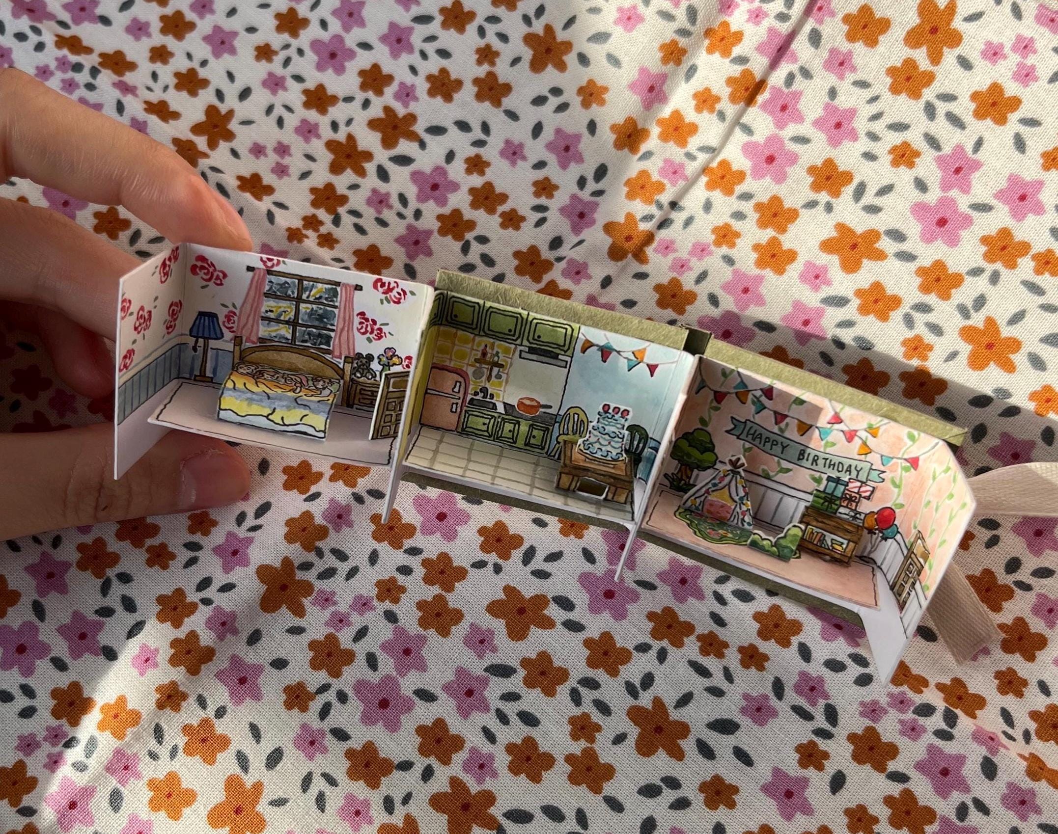 Custom Made Mini Pop up Dollhouse - Mini Pop up Book - Miniature House ...