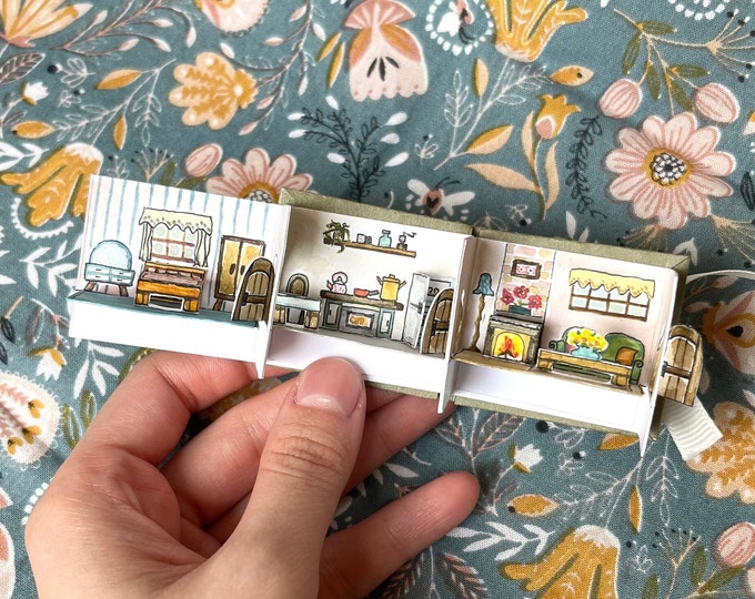 Mini Pop up Dollhouse - Mini Pop up Book - Miniature House - Handmade ...