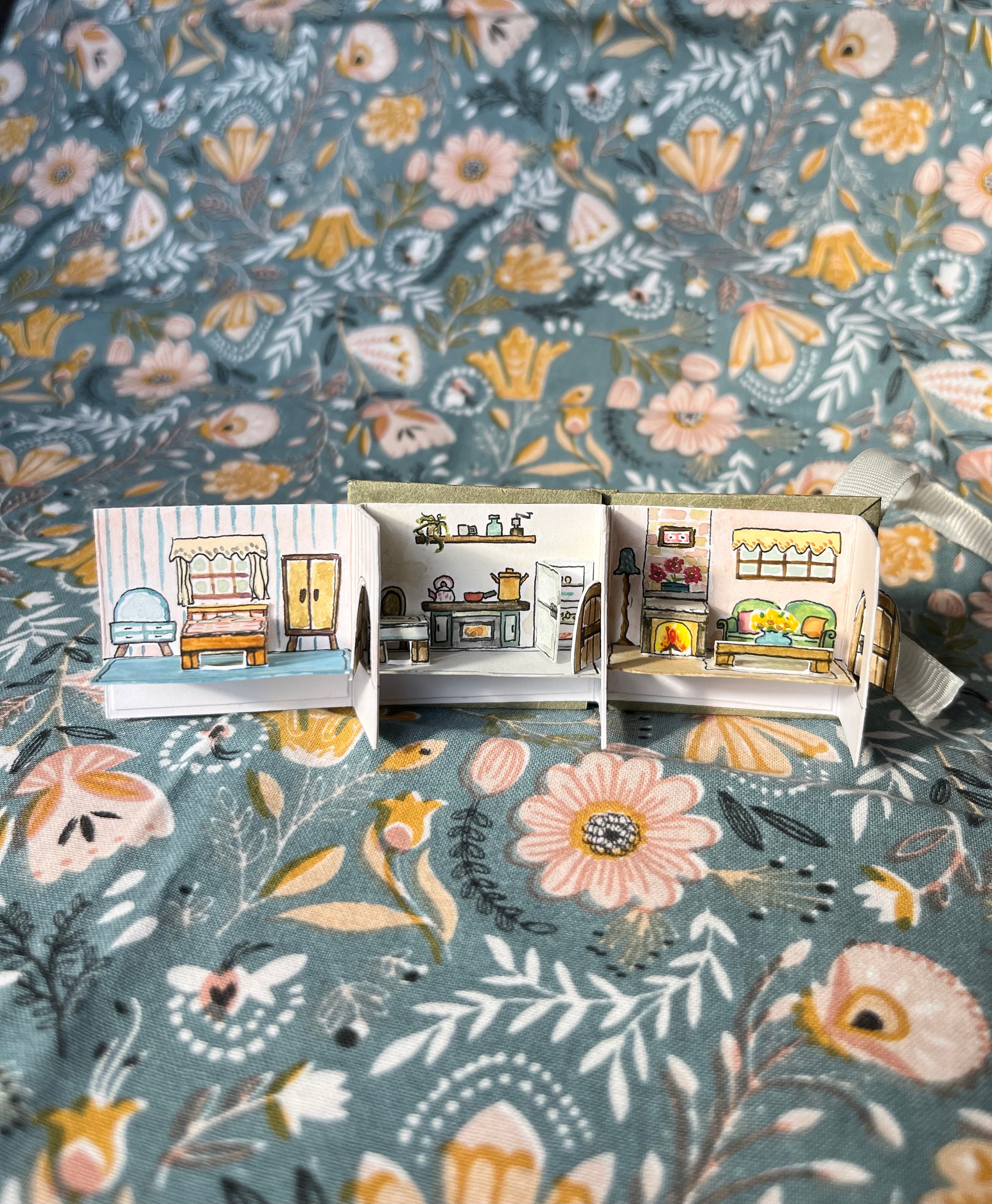 Mini Pop up Dollhouse Mini Pop up Book Miniature House Handmade Hand ...