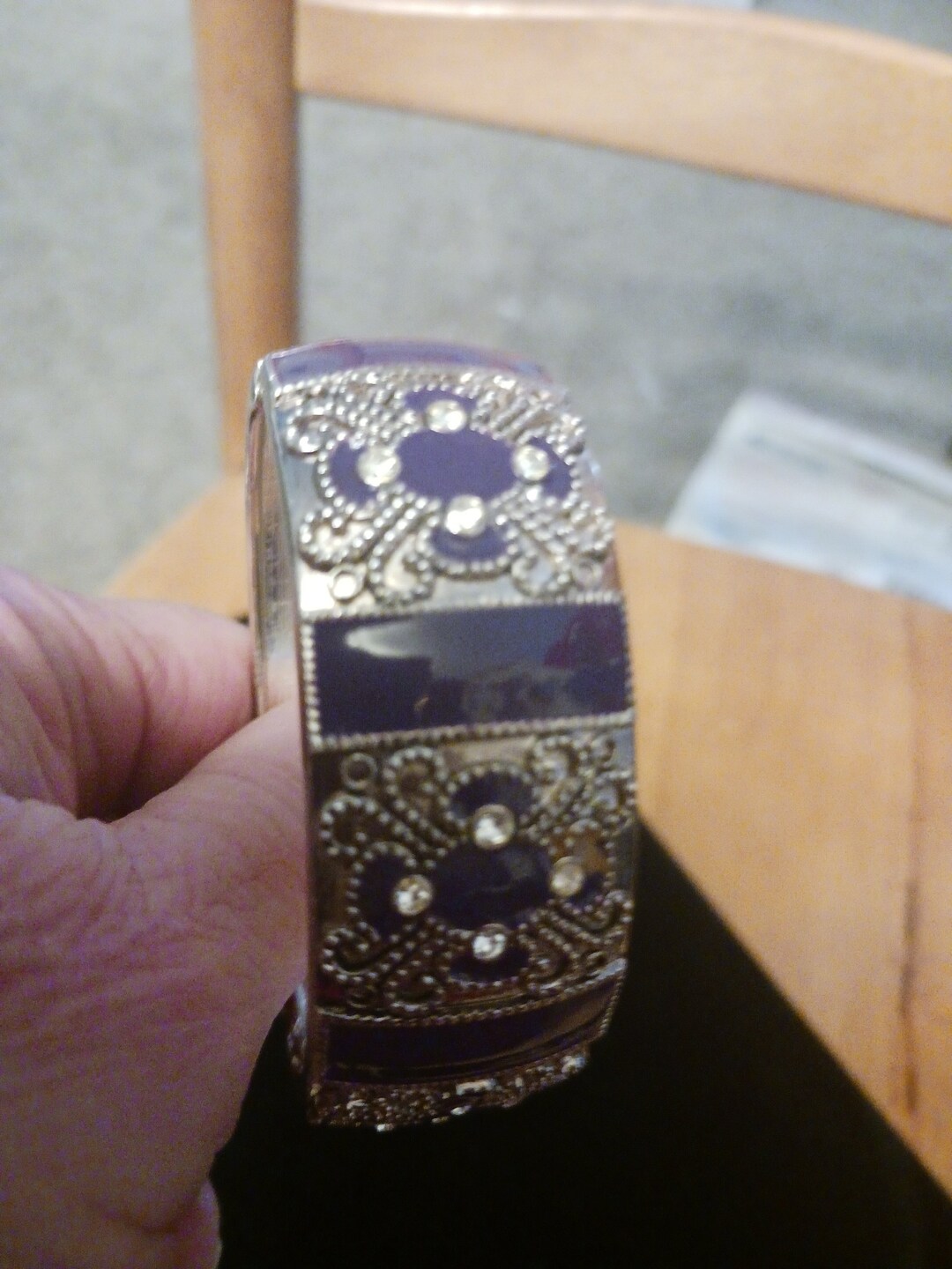 Vintage Spring-loaded Bracelet Purple Enamel With Brushed Gold Tone ...