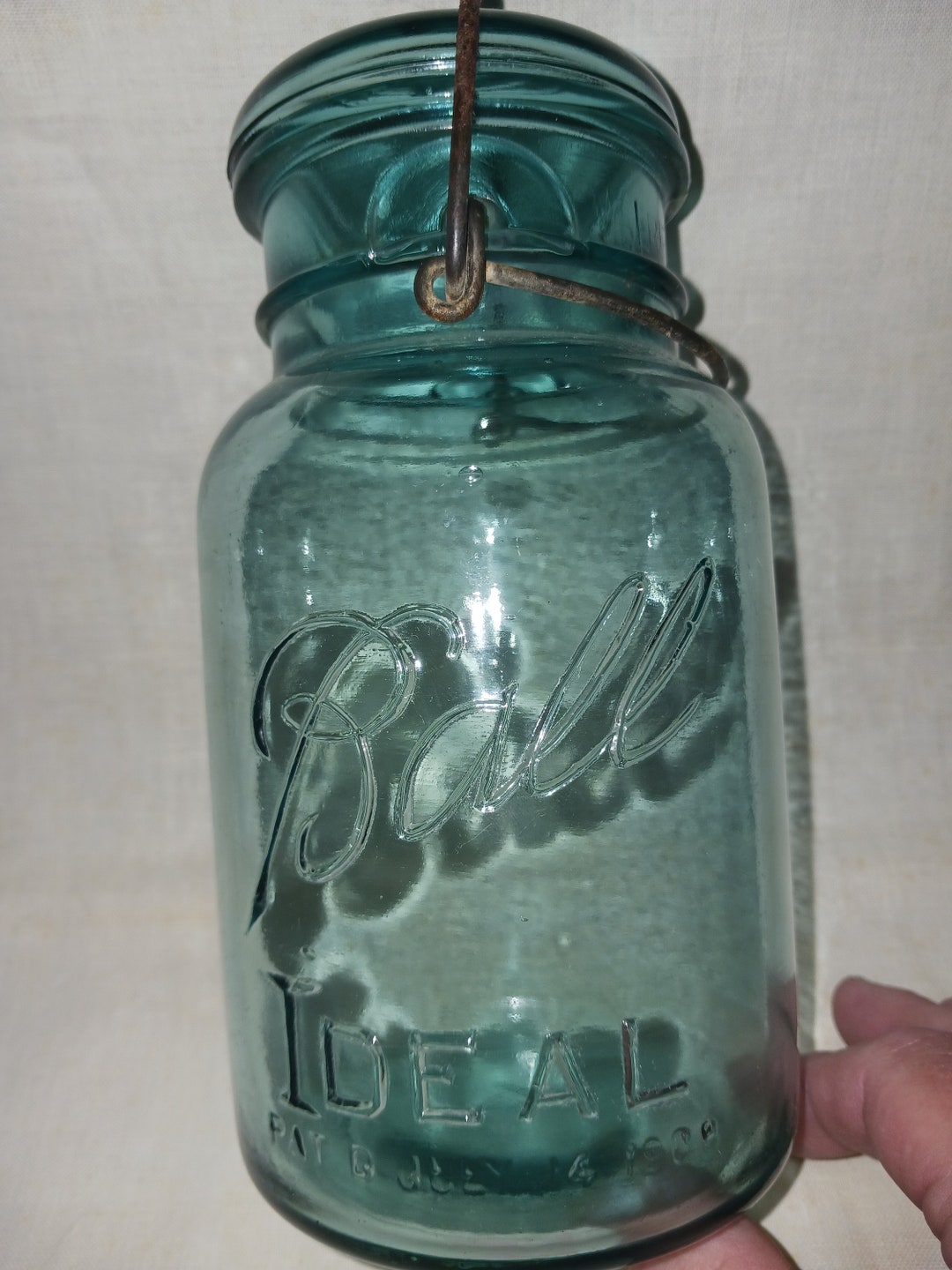 Antique ball Blue Ideal Canning Jar 10, Quart Size, Wire Bail Closure ...