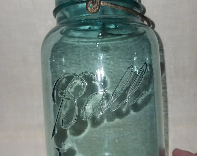 Antique "ball Blue Ideal" Canning Jar #10, Quart Size, Wire Bail ...