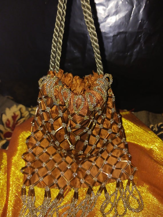 1920's Small Beaded Brown Flapper Evening Bag - Gem