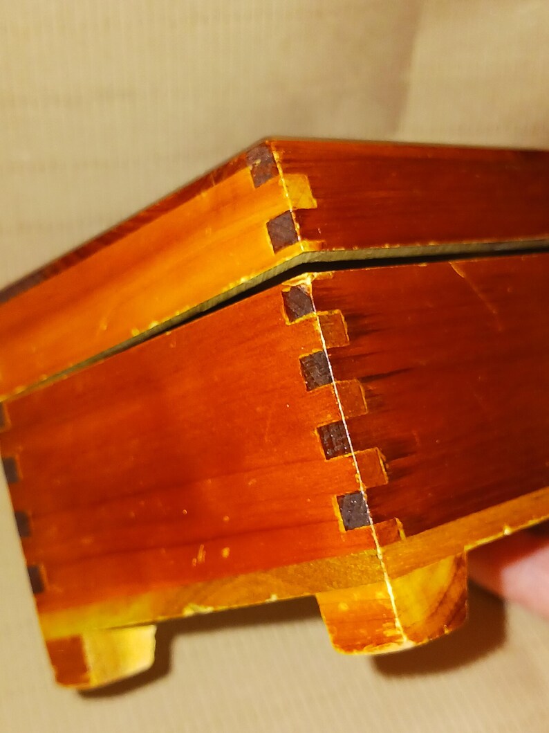 Vintage Small Wood Rectangular 6" X 3" X 2.5" Box With Flowers on Top ...