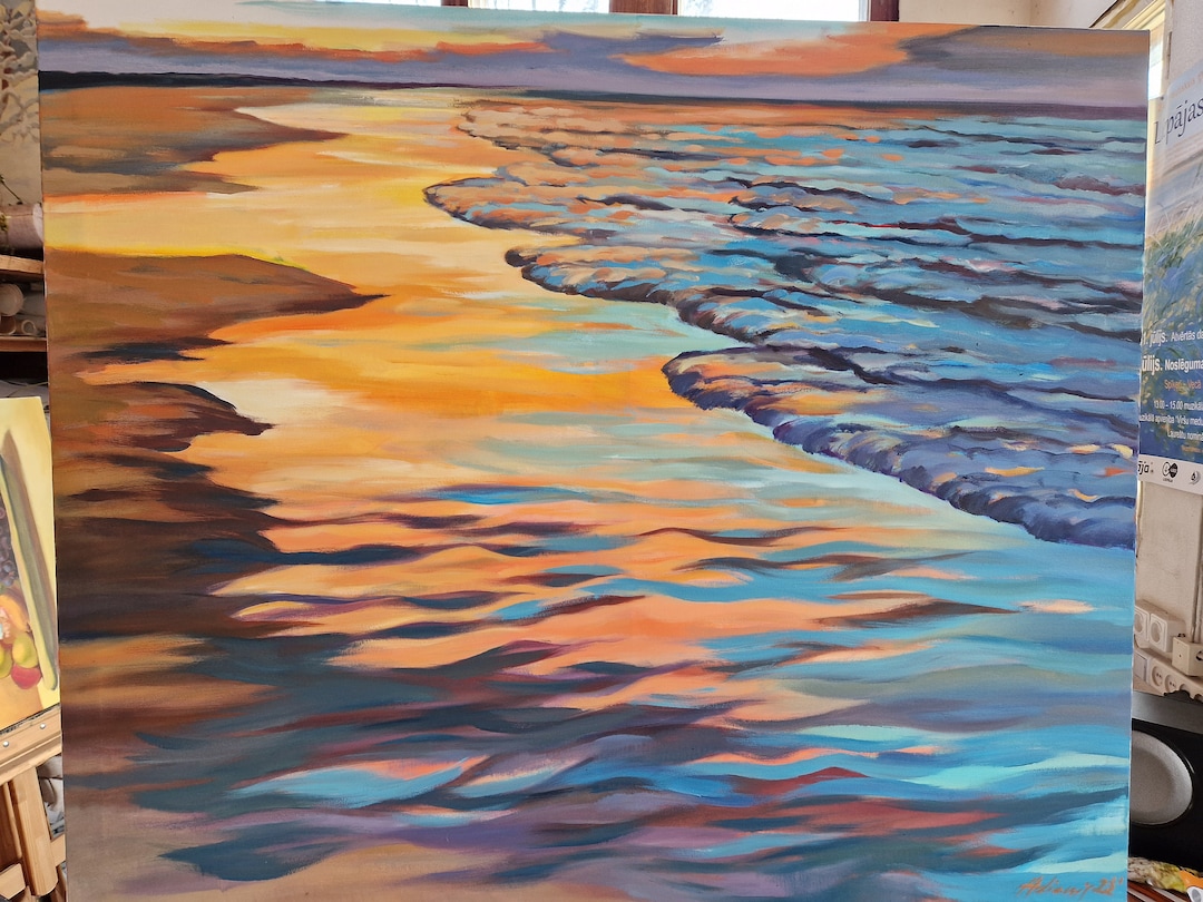 Sunset - an Original Landscape Oil Painting on Canvas Portraying the ...