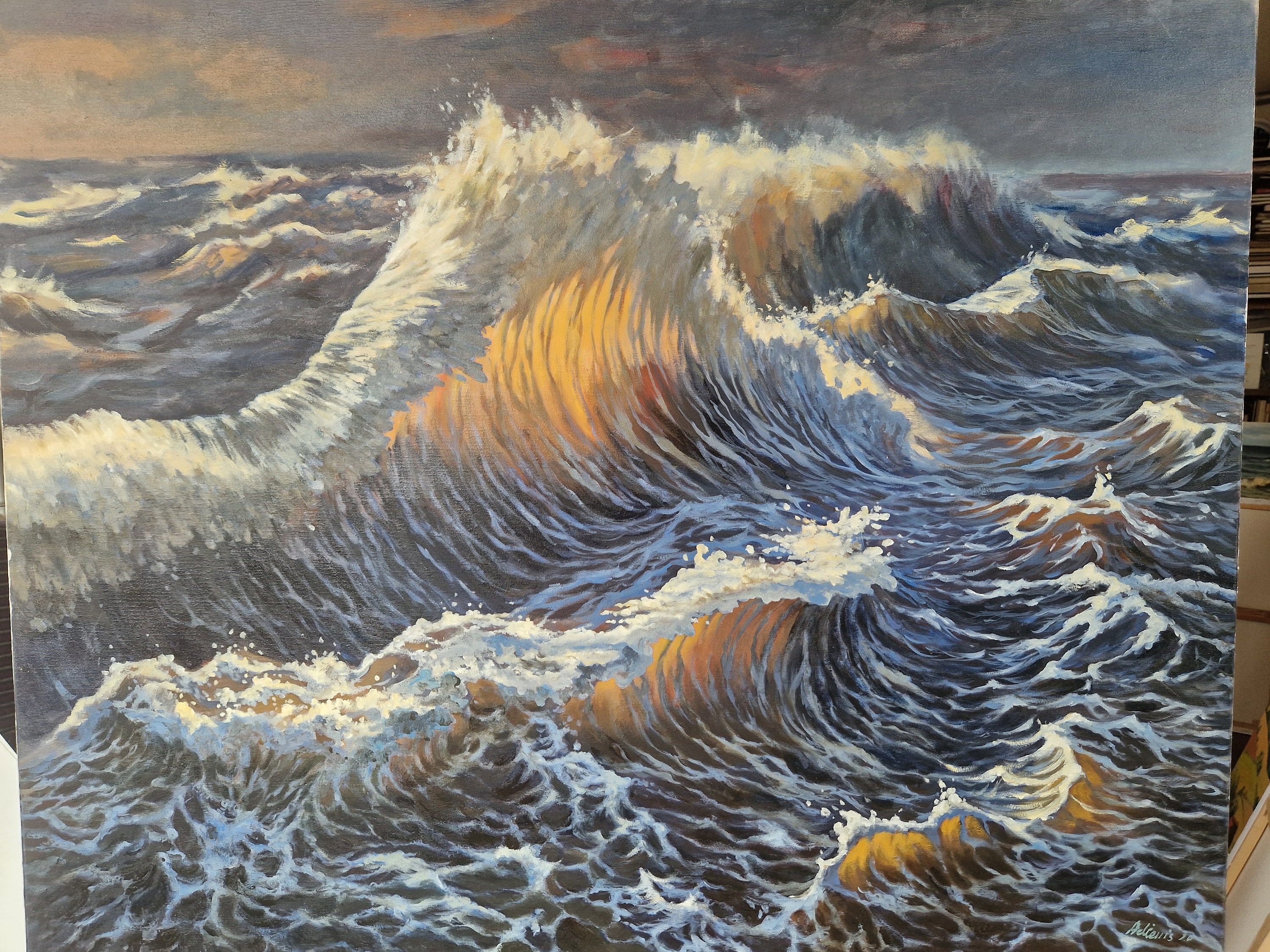 Storm an Original Seascape Oil Painting on Canvas That Portrays the ...