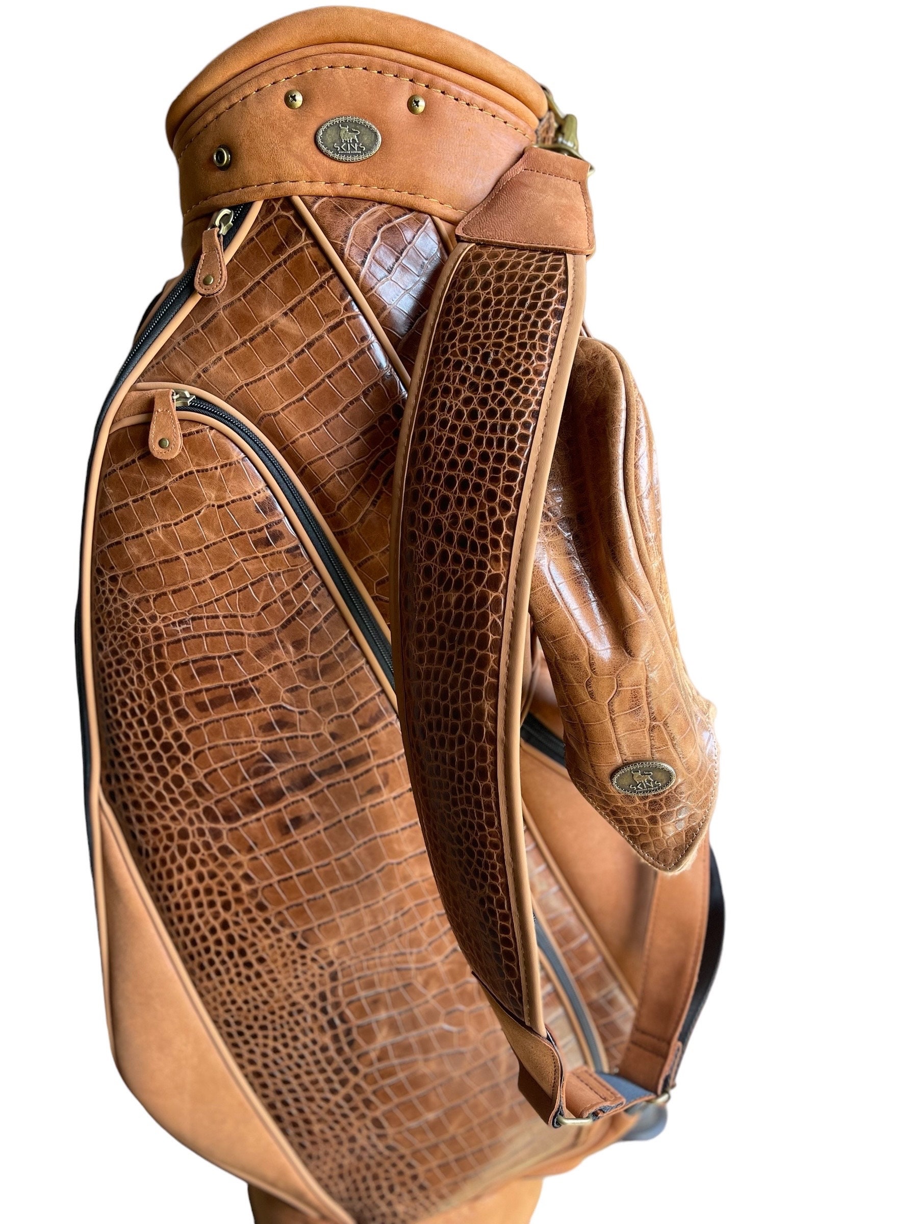 Golf Bag Crocodile Embossed Butterscotch Leather - Etsy