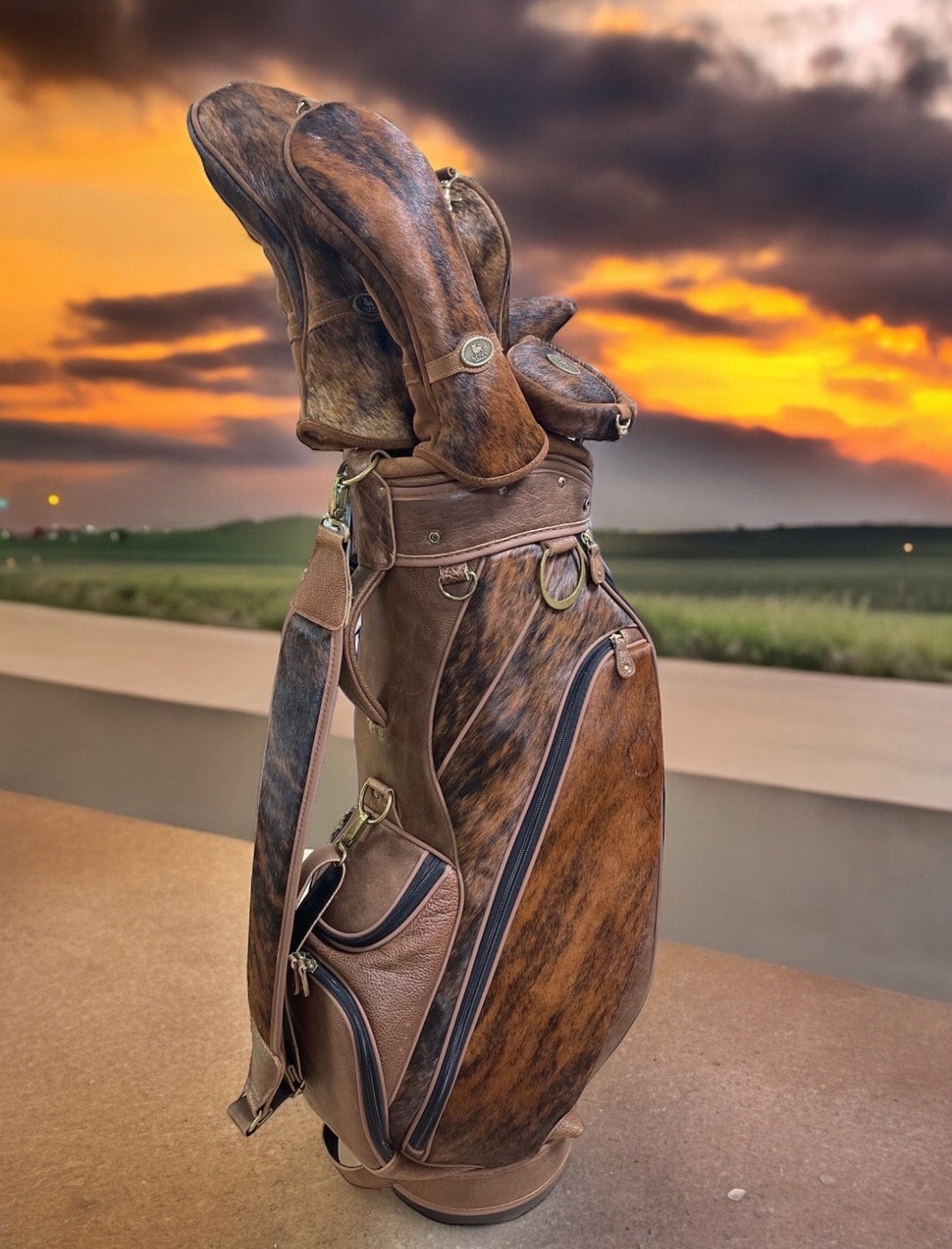Authentic Brindle Leather Golf Bag, Luxury Golf Club Bags for Man ...
