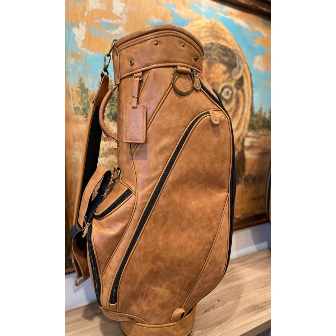 Golf Bag Waxy Leather Tan, Luxury Golf Club Bags for Man, Sunday Bag ...