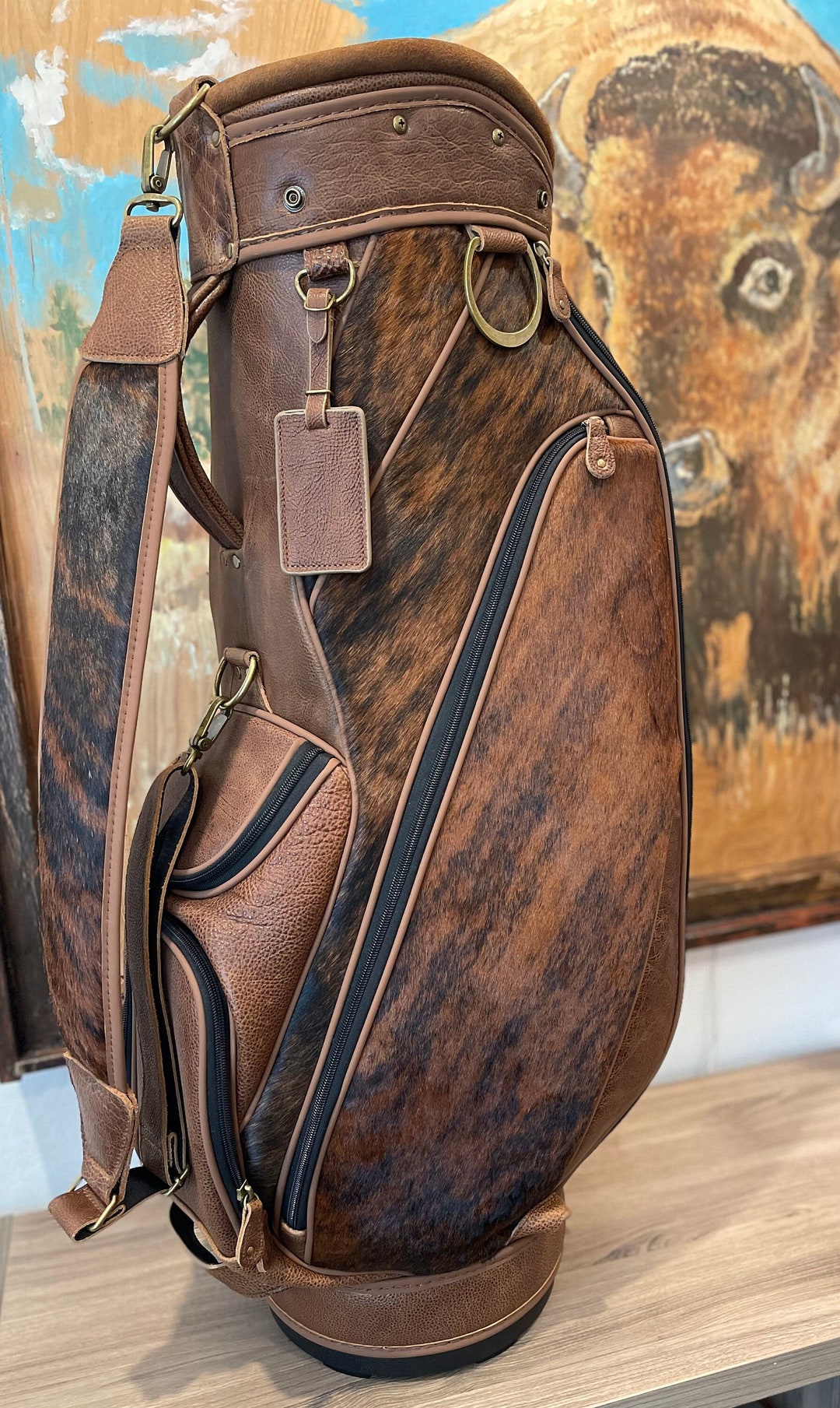 Authentic Brindle Leather Golf Bag, Luxury Golf Club Bags for Man ...