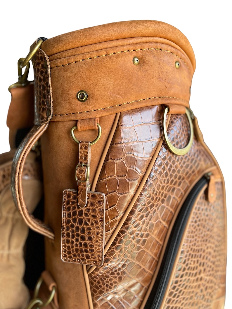 Golf Bag Crocodile Embossed Butterscotch Cow Leather Golf Bag Only ...