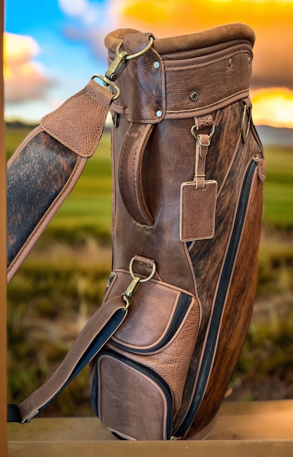 Authentic Brindle Leather Golf Bag, Luxury Golf Club Bags for Man ...