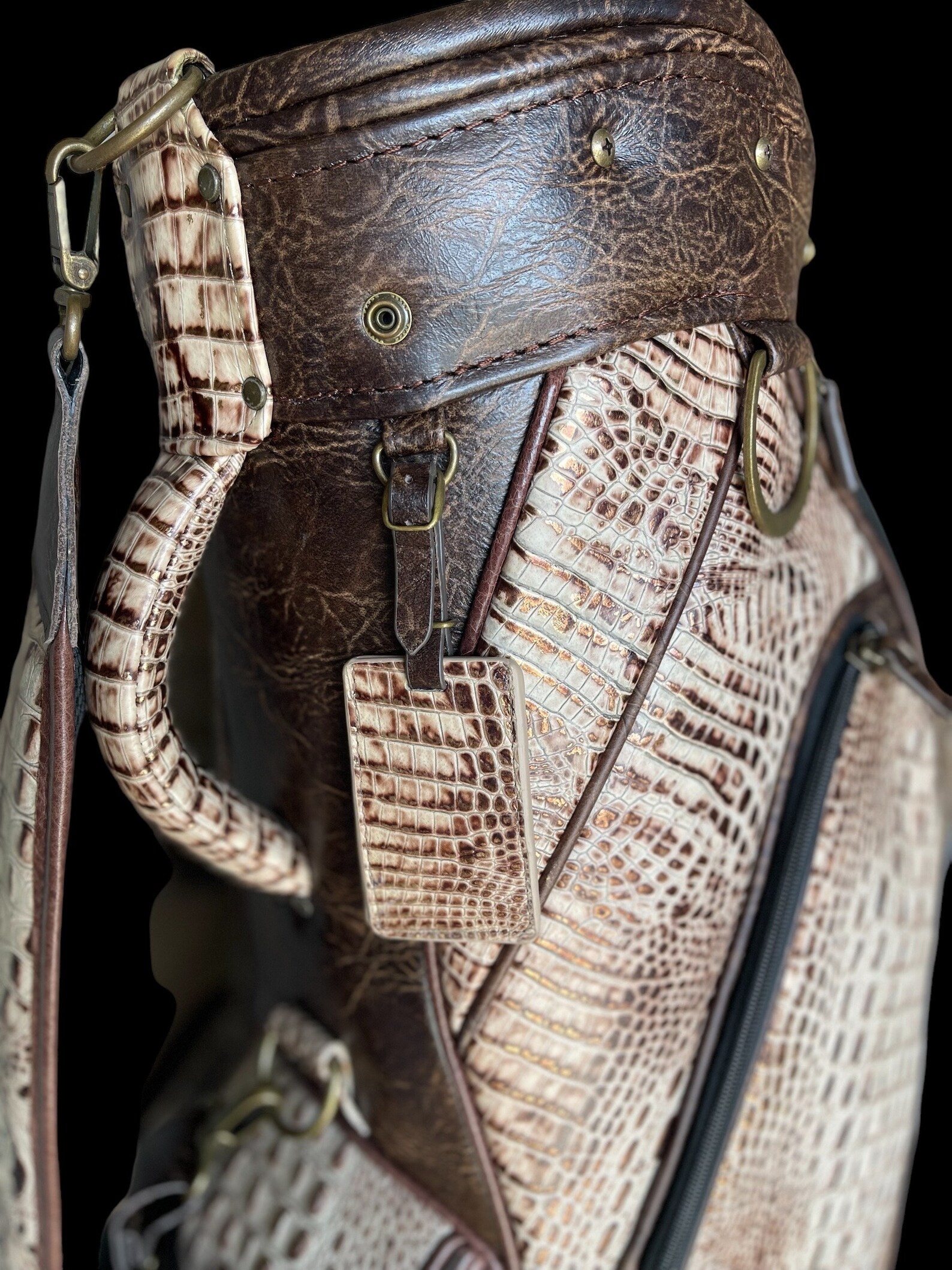 Ivory Croc Embossed Cow Leather Golf Bag, Leather Bag Golf Gifts for ...