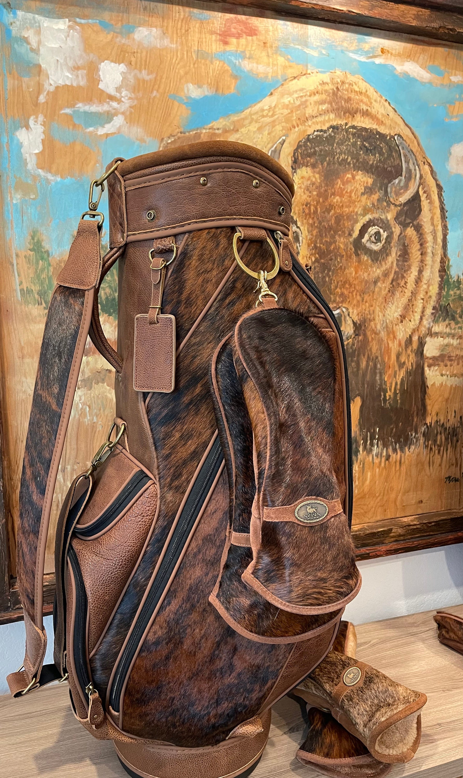 Authentic Brindle Leather Golf Bag, Luxury Golf Club Bags for Man ...