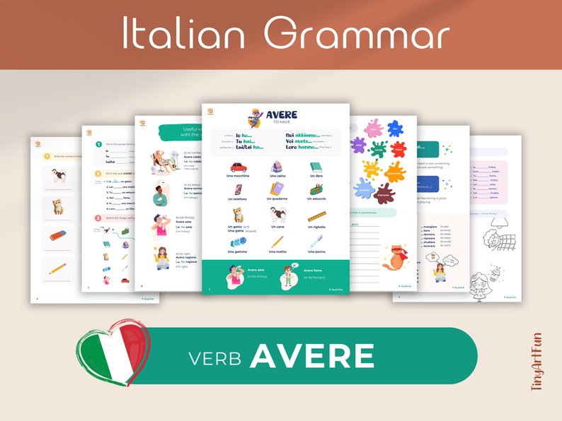 Italian for Kids, Verbo Avere, Italian Verbs, Italian Language Learning ...