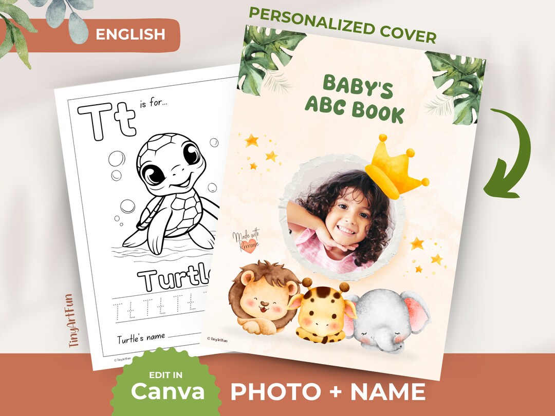 Personalized Alphabet Coloring Pages, ABC Coloring Book, Editable Cover ...