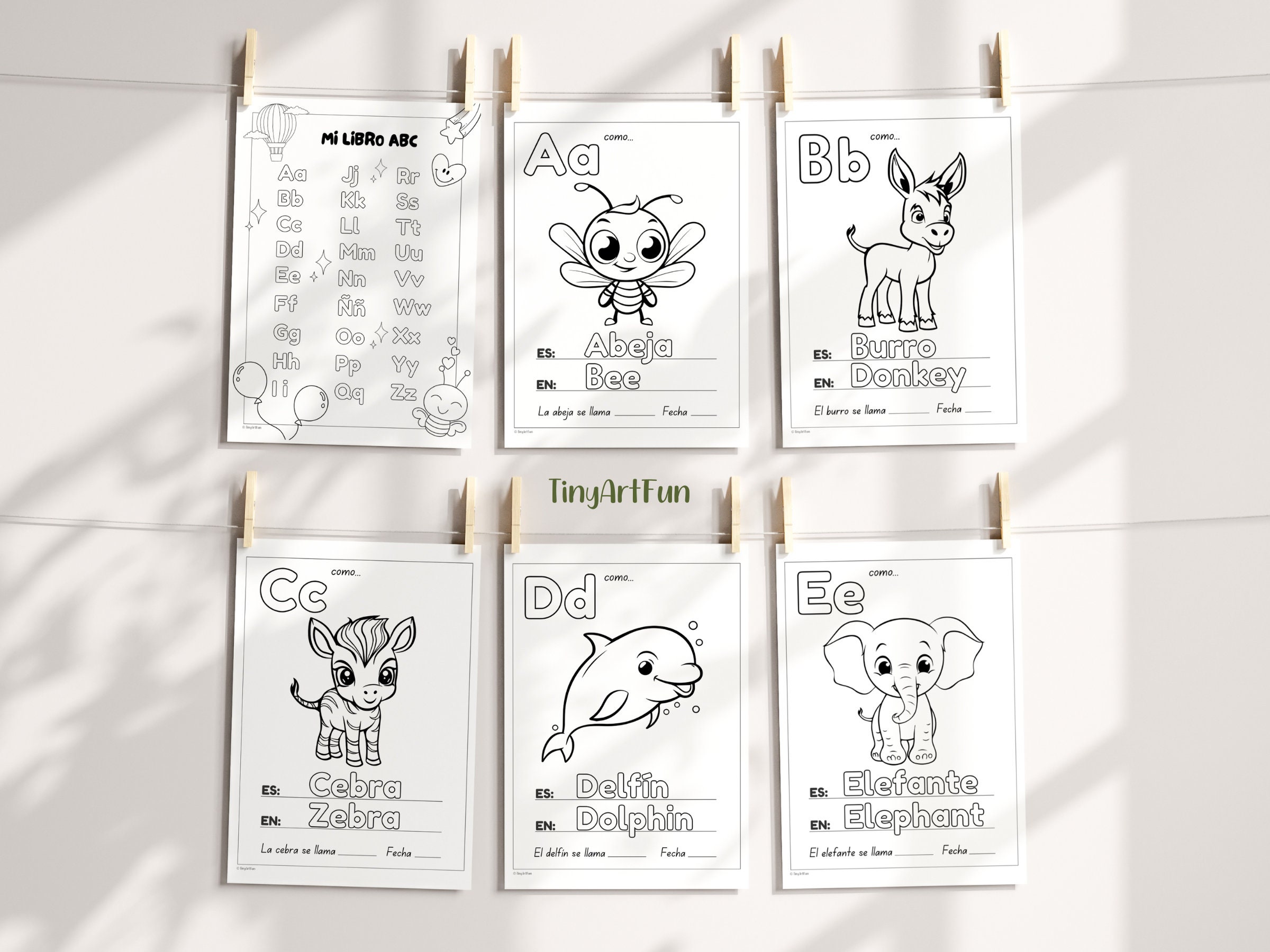 Bilingual Printable Spanish Alphabet, ABC Spanish English Coloring ...