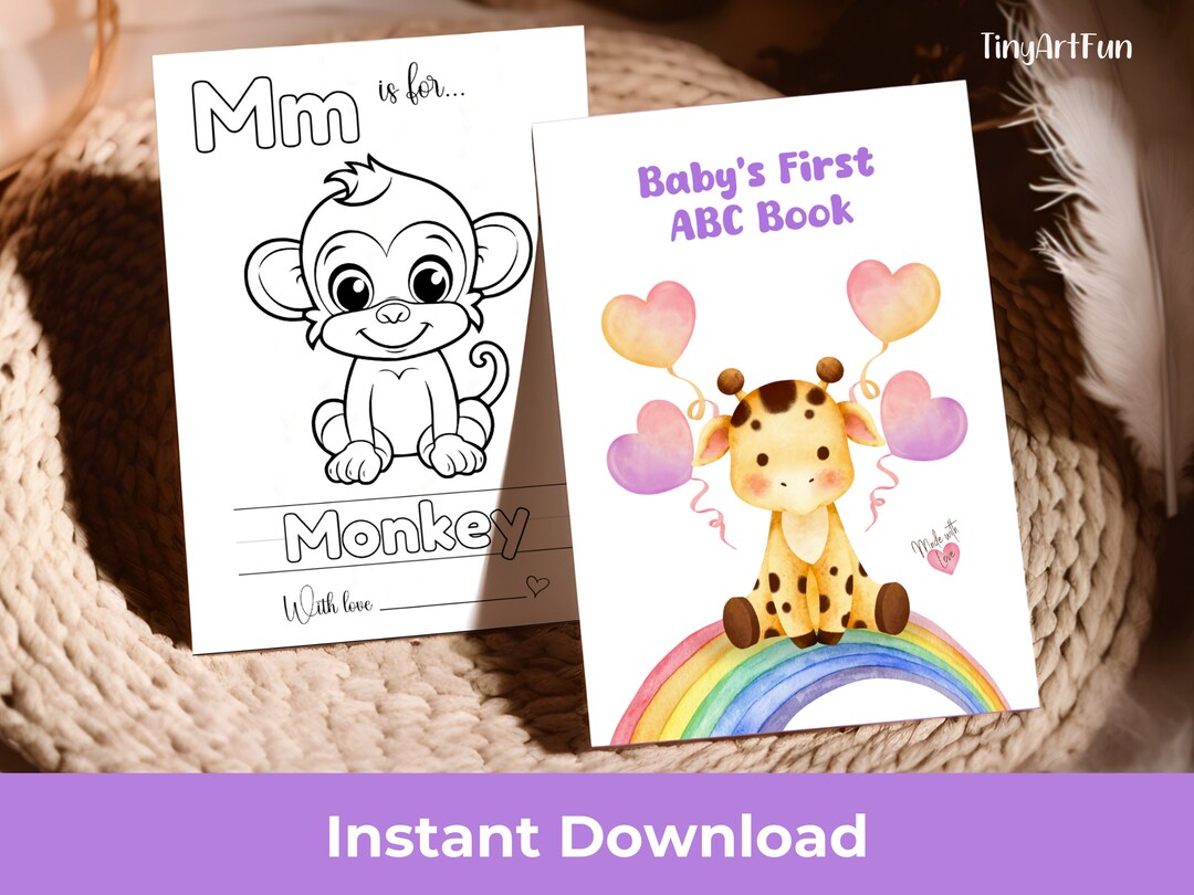 Baby Shower Coloring Pages, Matching Activity Sign Included, ABC ...