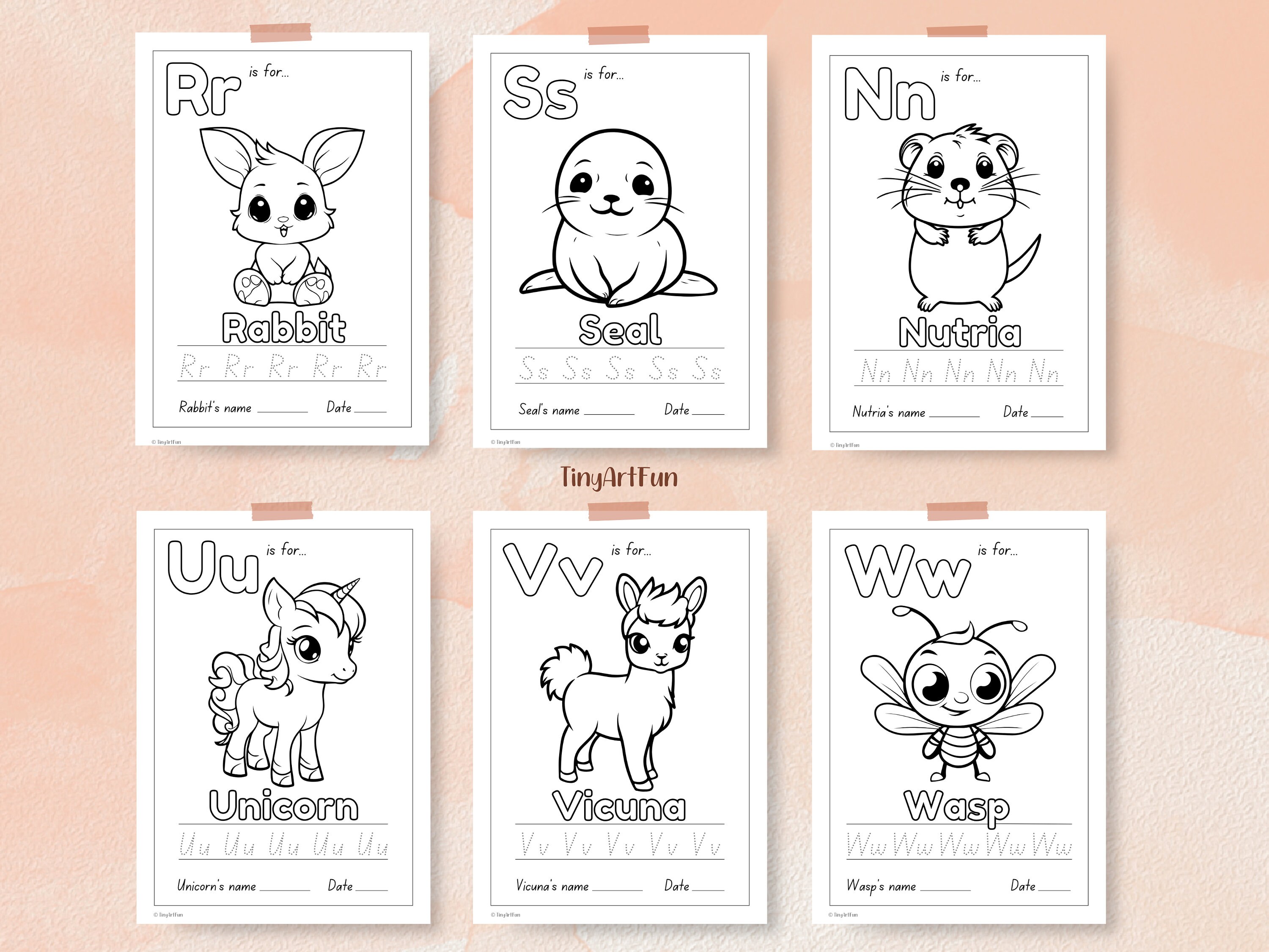 Alphabet Coloring Pages | ABC Coloring Book | Animal Alphabet | Diy ...