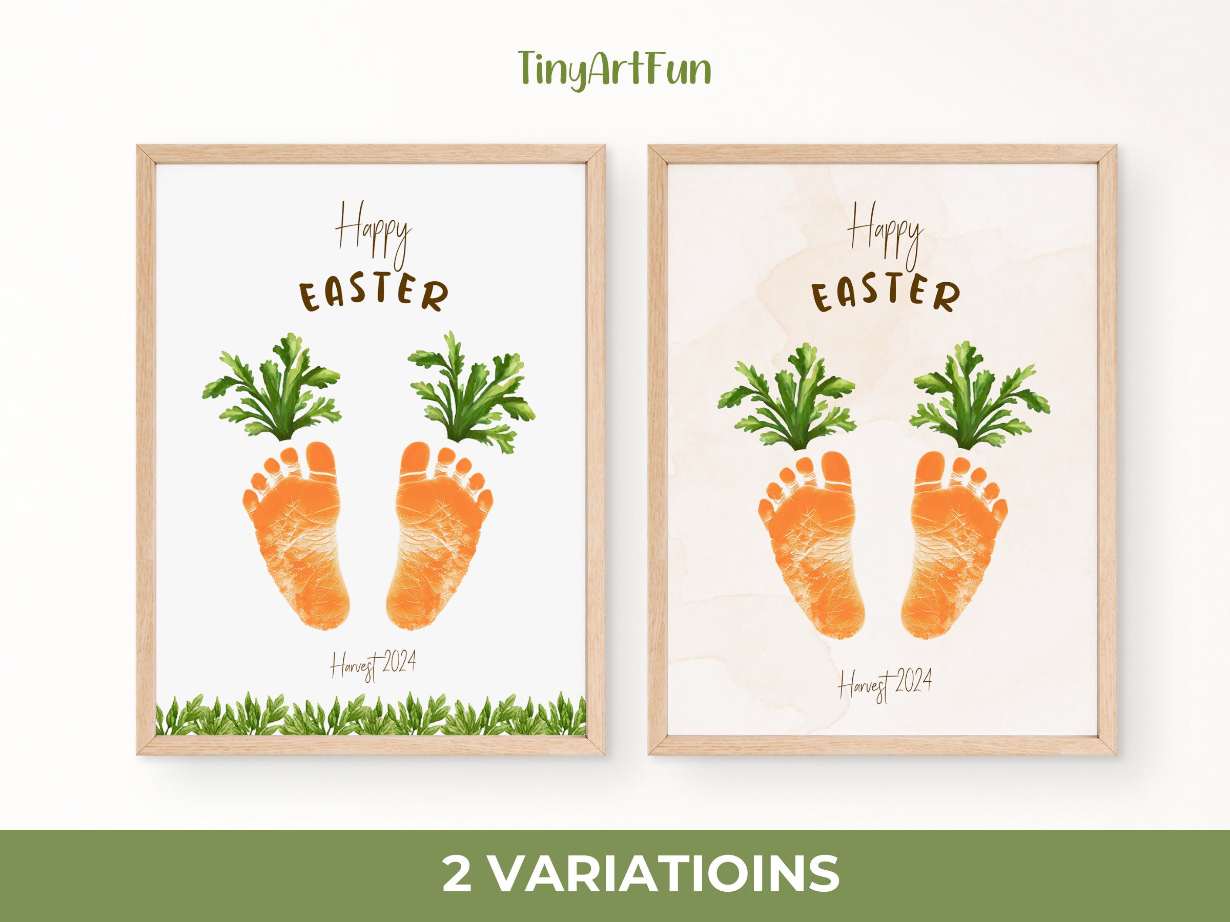 Easter Footprint Art, Easter Printable, First Easter, Carrot Footprint ...