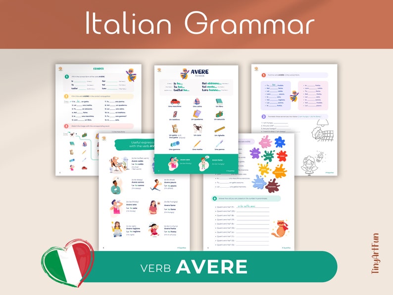 Italian for Kids, Verbo Avere, Italian Verbs, Italian Language Learning ...