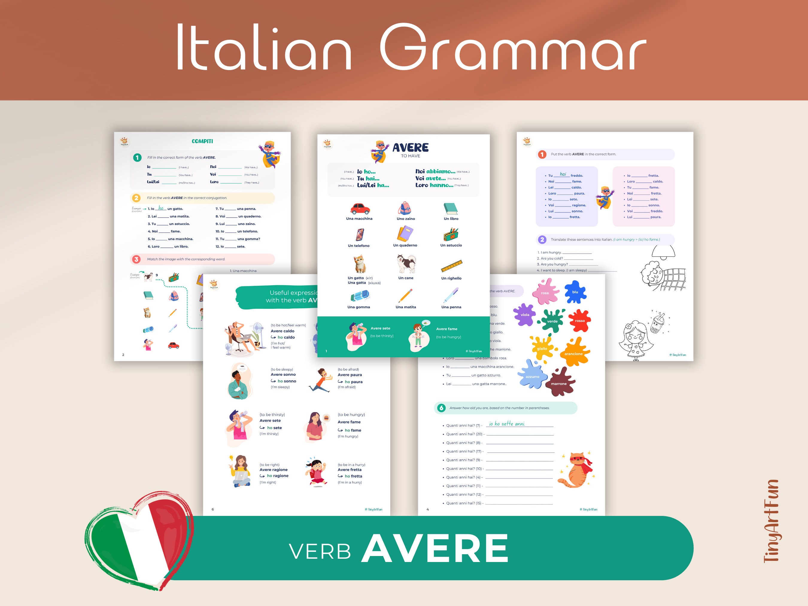 Italian for Kids, Verbo Avere, Italian Verbs, Italian Language Learning ...