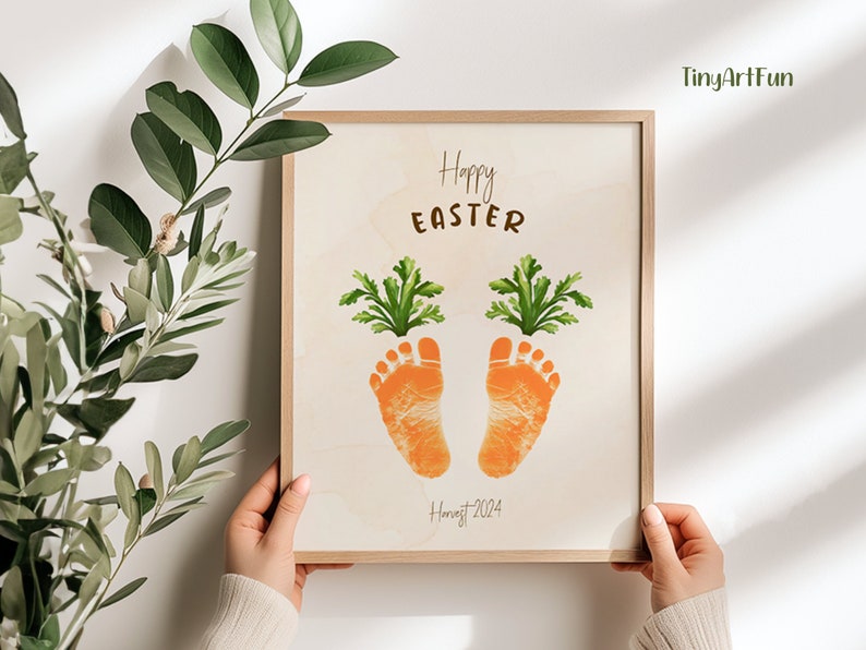Easter Footprint Art, Easter Printable, First Easter, Carrot Footprint ...