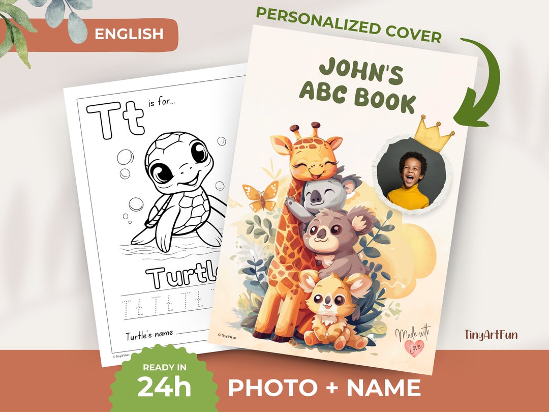 Personalized ABC Coloring Book Alphabet Coloring Pages Animal Alphabet ...