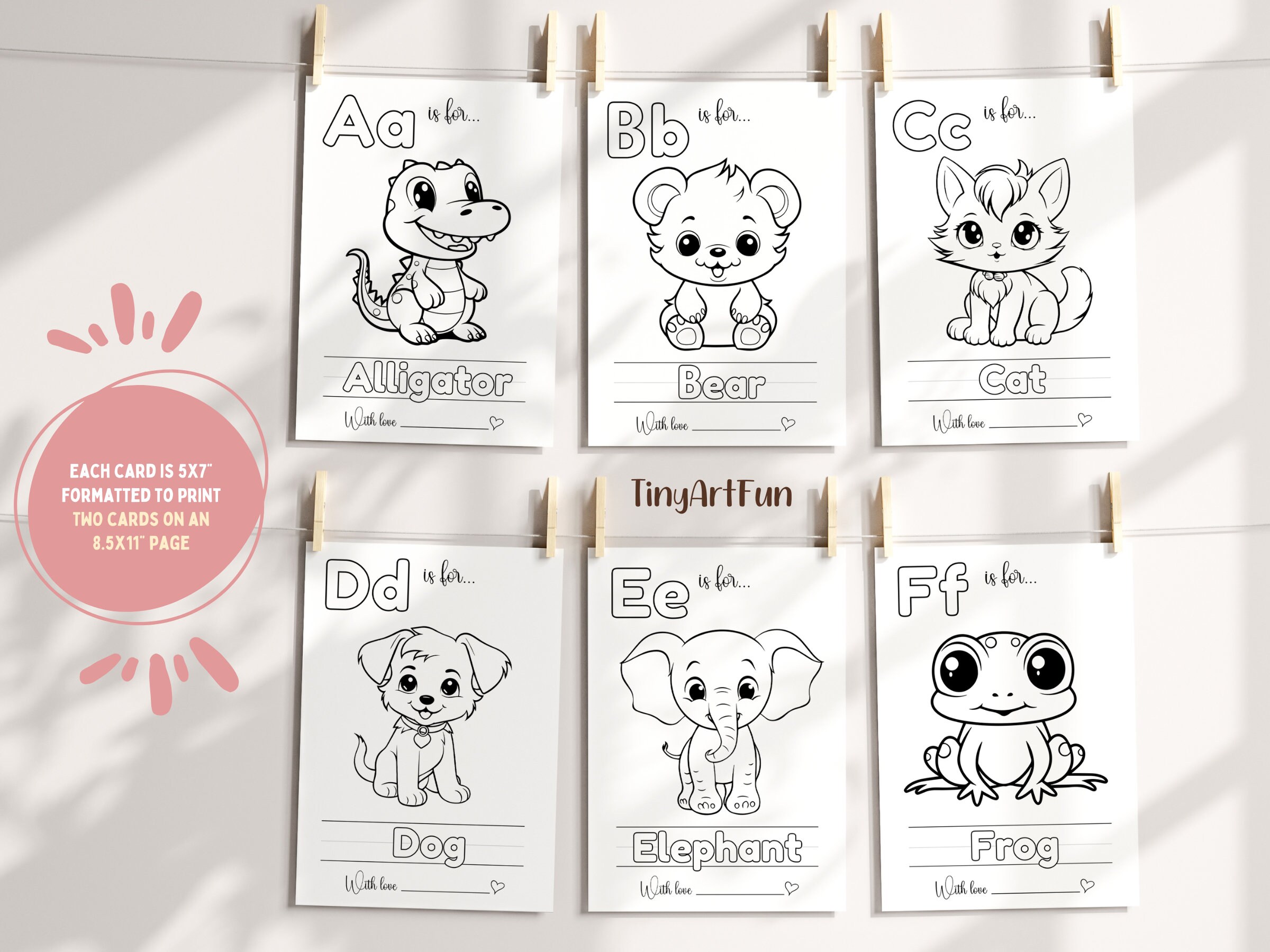 Baby Shower Coloring Pages, Matching Activity Sign Included, ABC ...