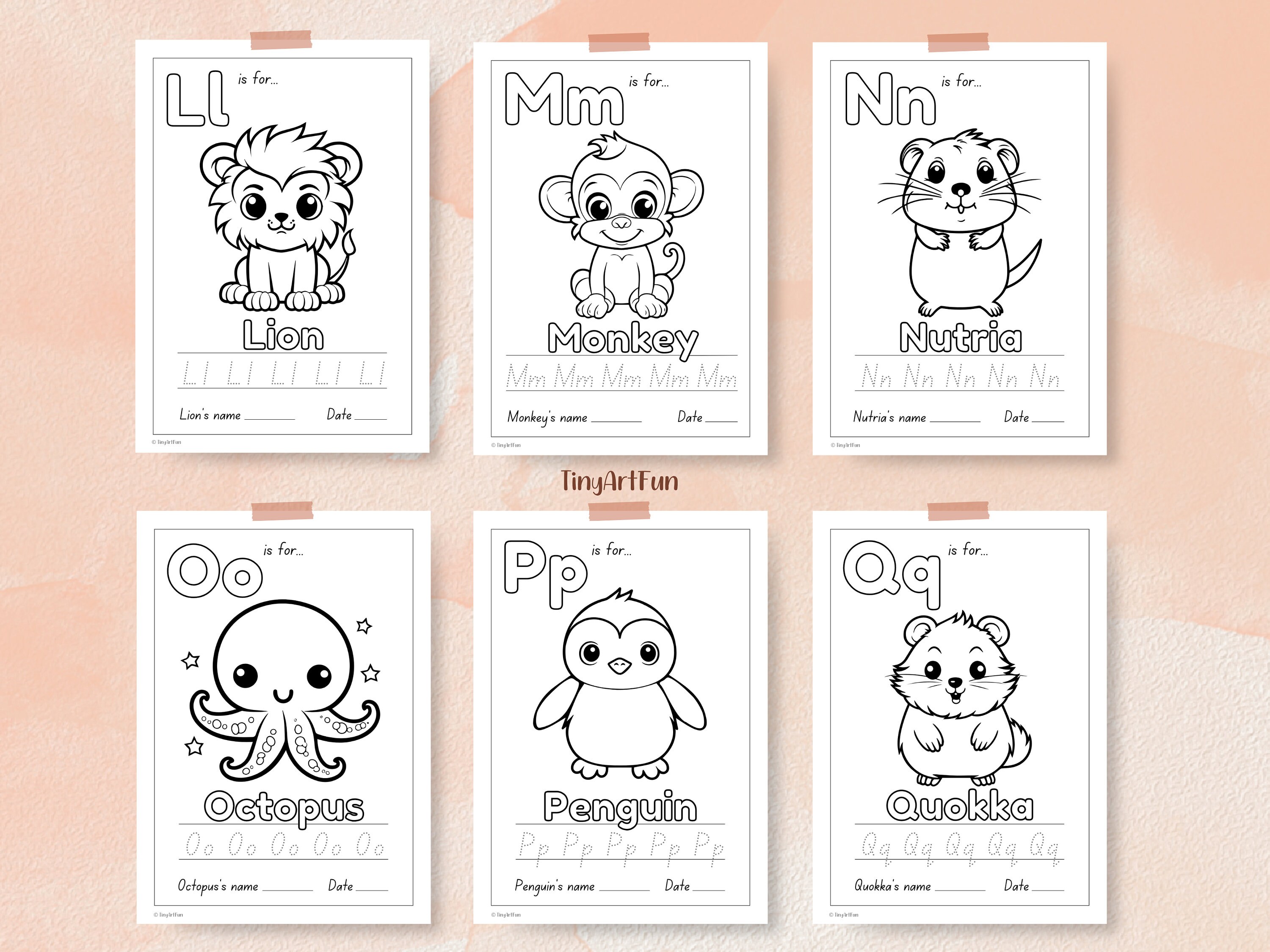 Alphabet Coloring Pages | ABC Coloring Book | Animal Alphabet | Diy ...