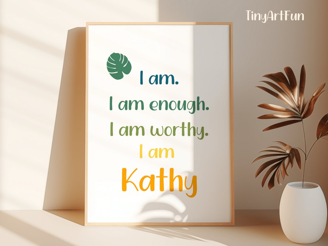 Personalized Affirmations Wall Art, Affirmations for Kids, I Am ...