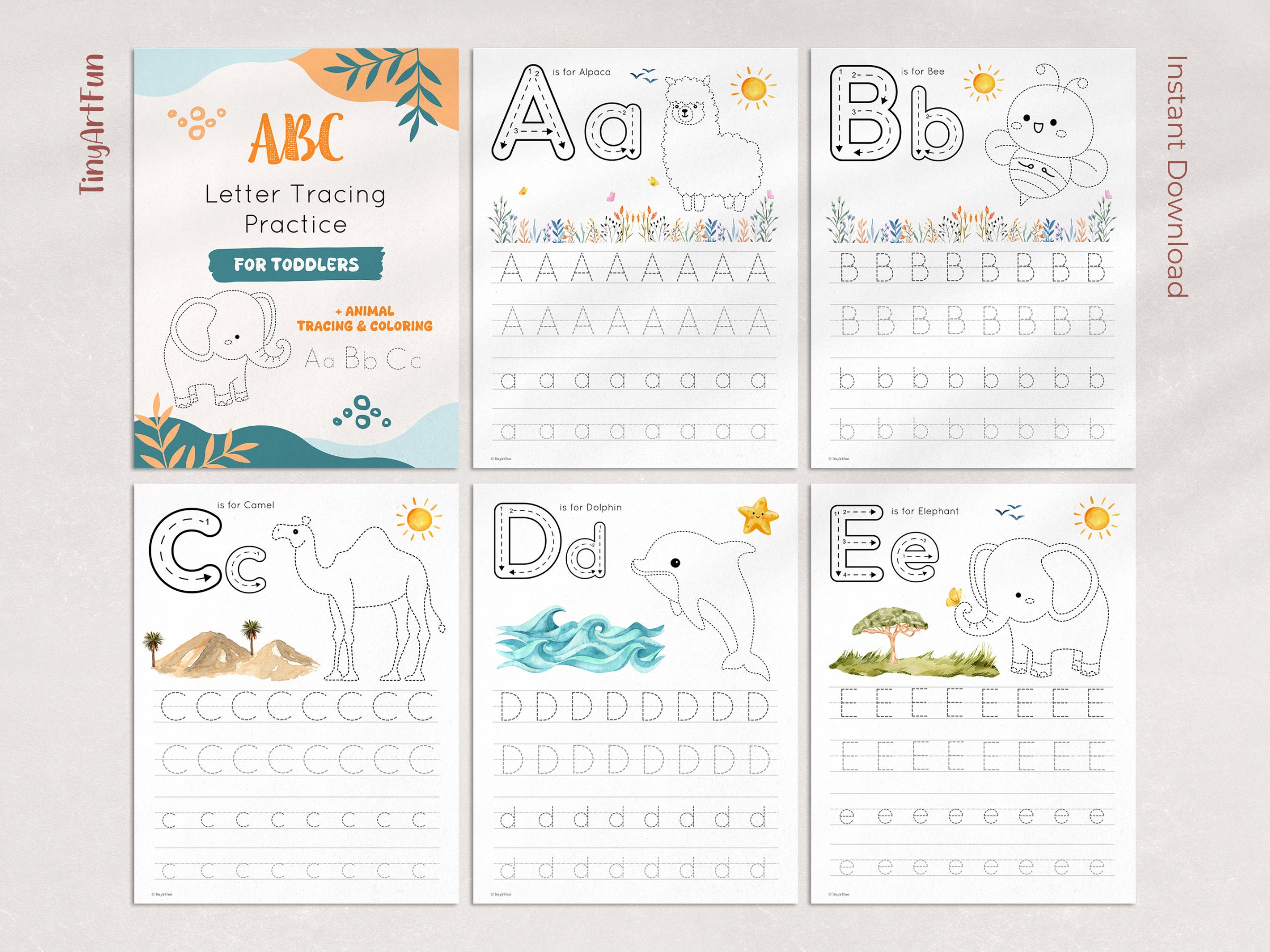 Letter Tracing Workbook, 26 Printable Alphabet Tracing Worksheets ...