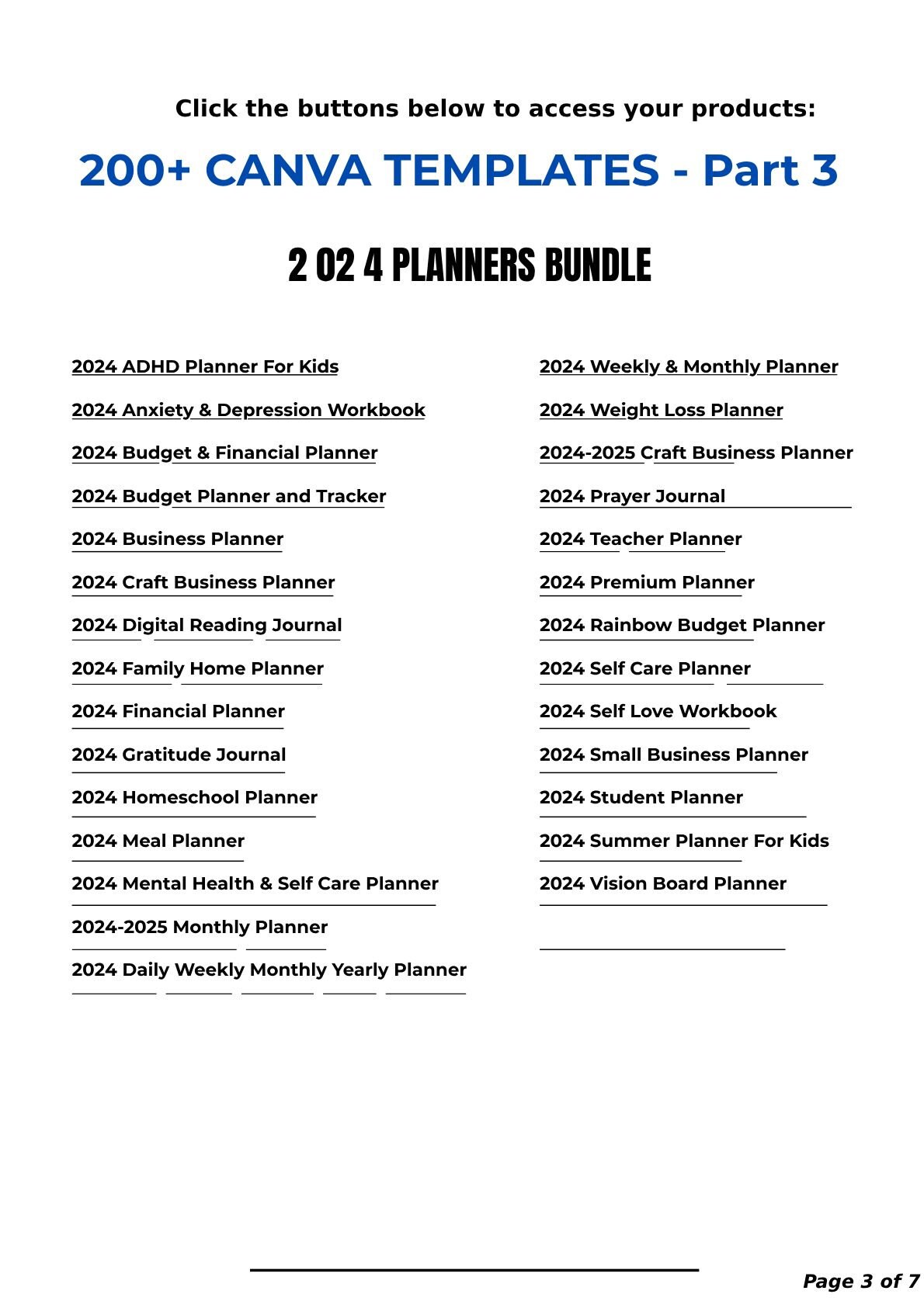 Mega Bundle Canva Templates, 200 Canva Templates 100% Editable, Planner ...