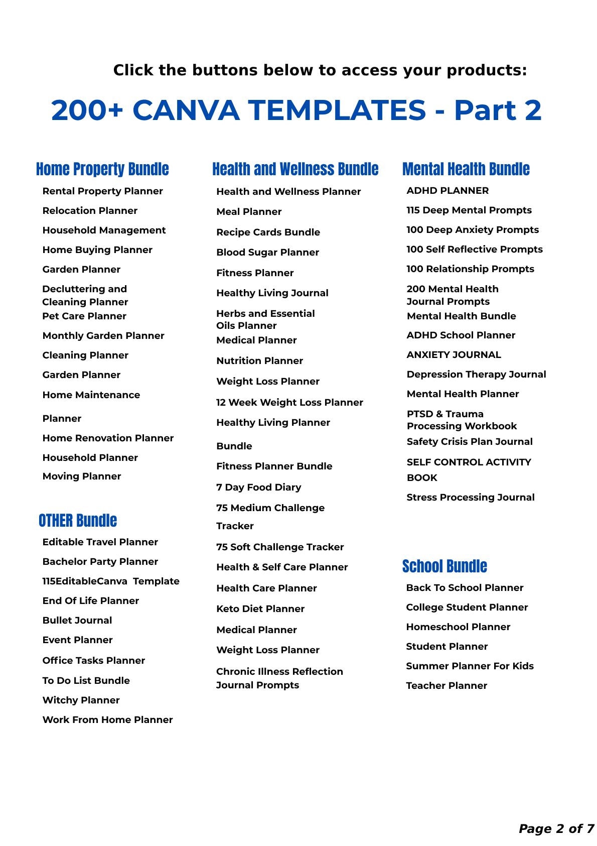 Mega Bundle Canva Templates, 200 Canva Templates 100% Editable, Planner ...