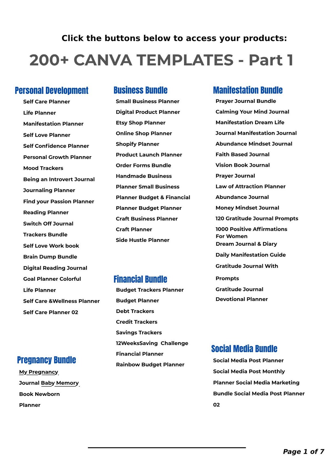 Mega Bundle Canva Templates, 200 Canva Templates 100% Editable, Planner ...