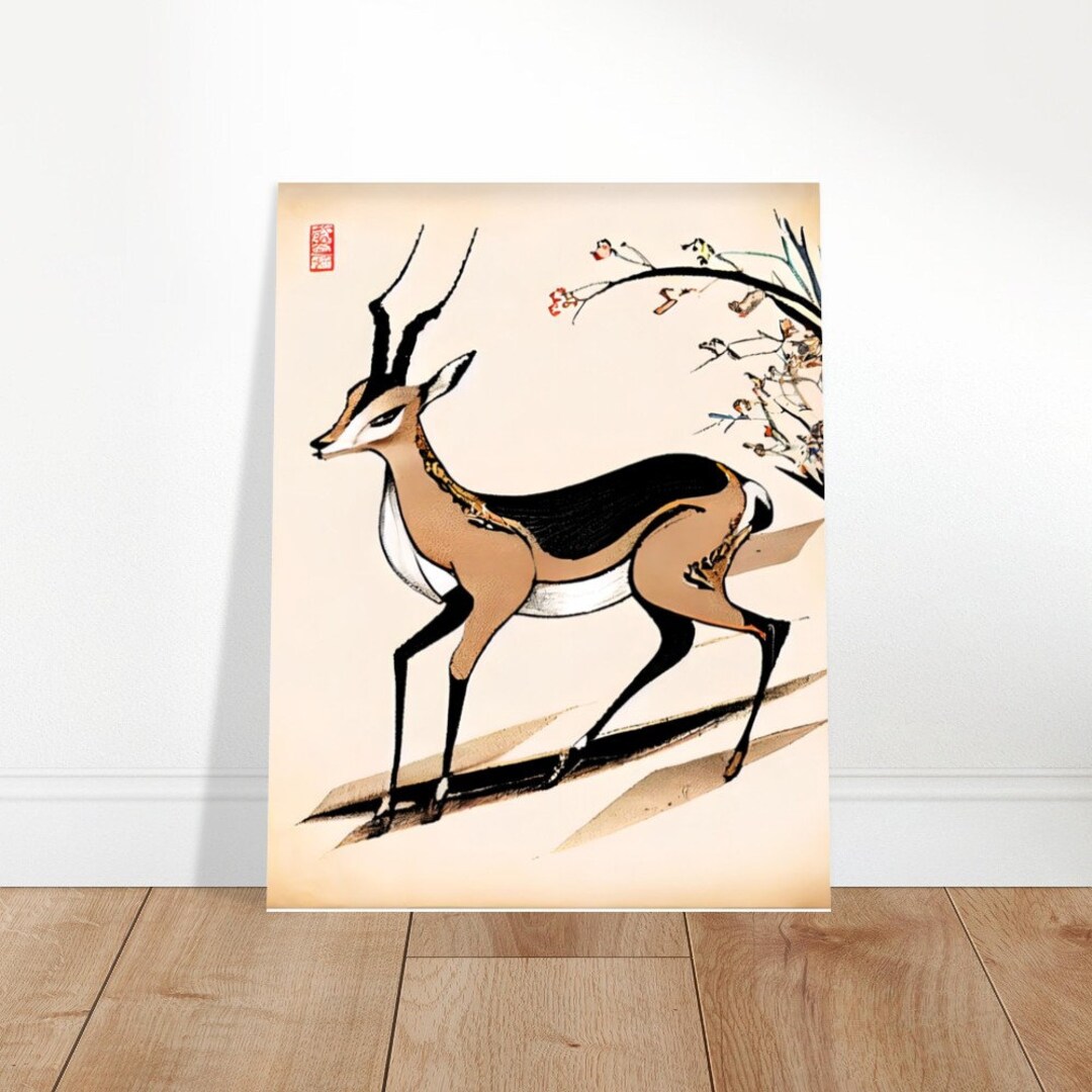 Japanese Gazelle Poster Animal Poster Gazelle Art Print Gazelle Wall ...