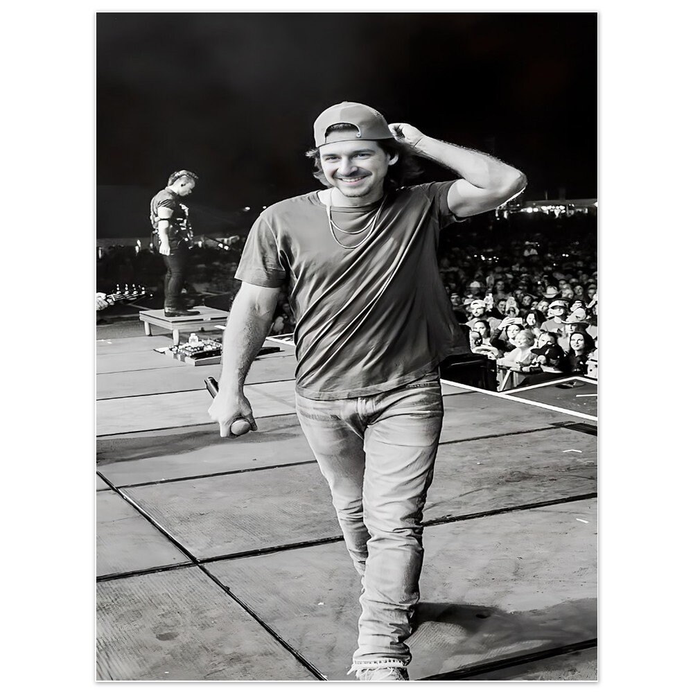 Morgan Wallen in Concert Poster, Morgan Wallen Print, Black and White ...
