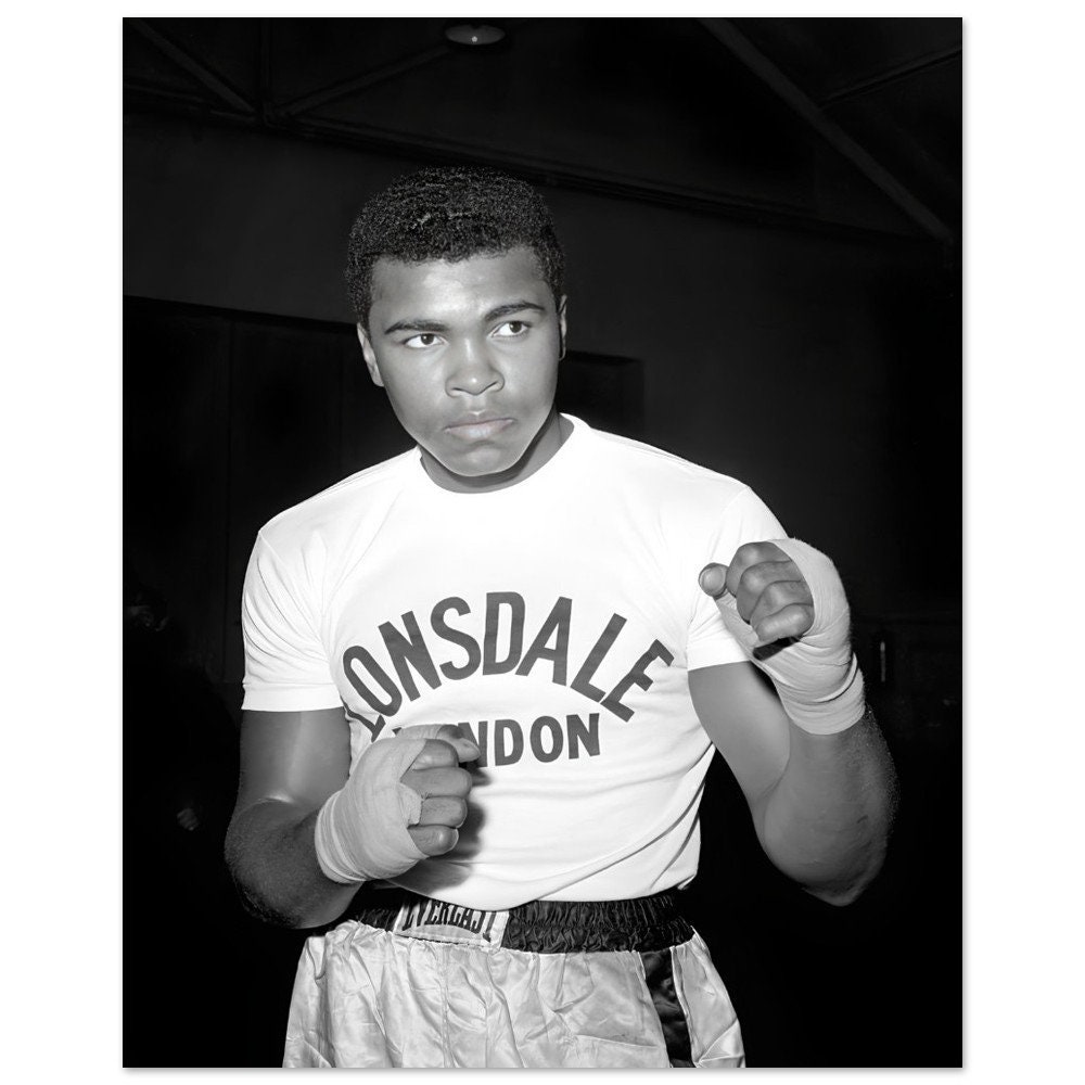 Muhammad Ali Print, Muhammad Ali Black and White Wall Art, Vintage ...