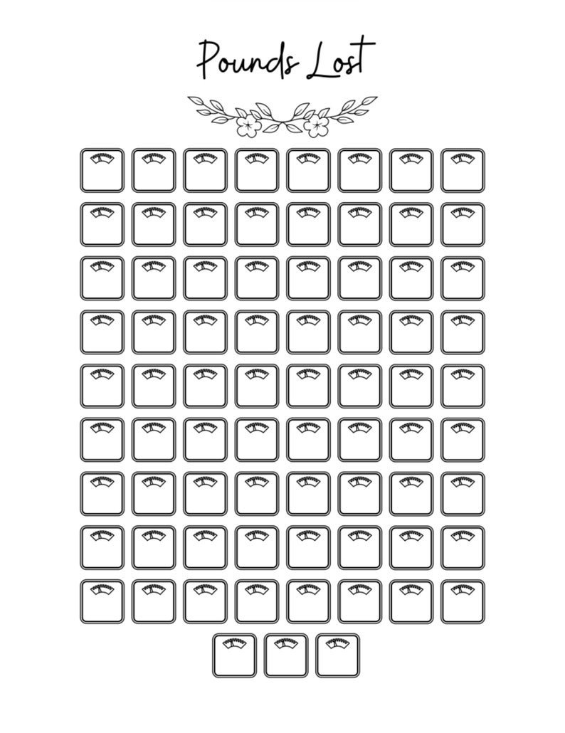 Pounds Lost Printable Weight Loss Tracker - Etsy