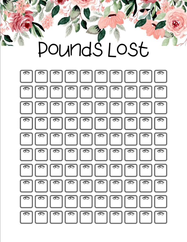 Pounds Lost Printable Weight Loss Tracker - Etsy
