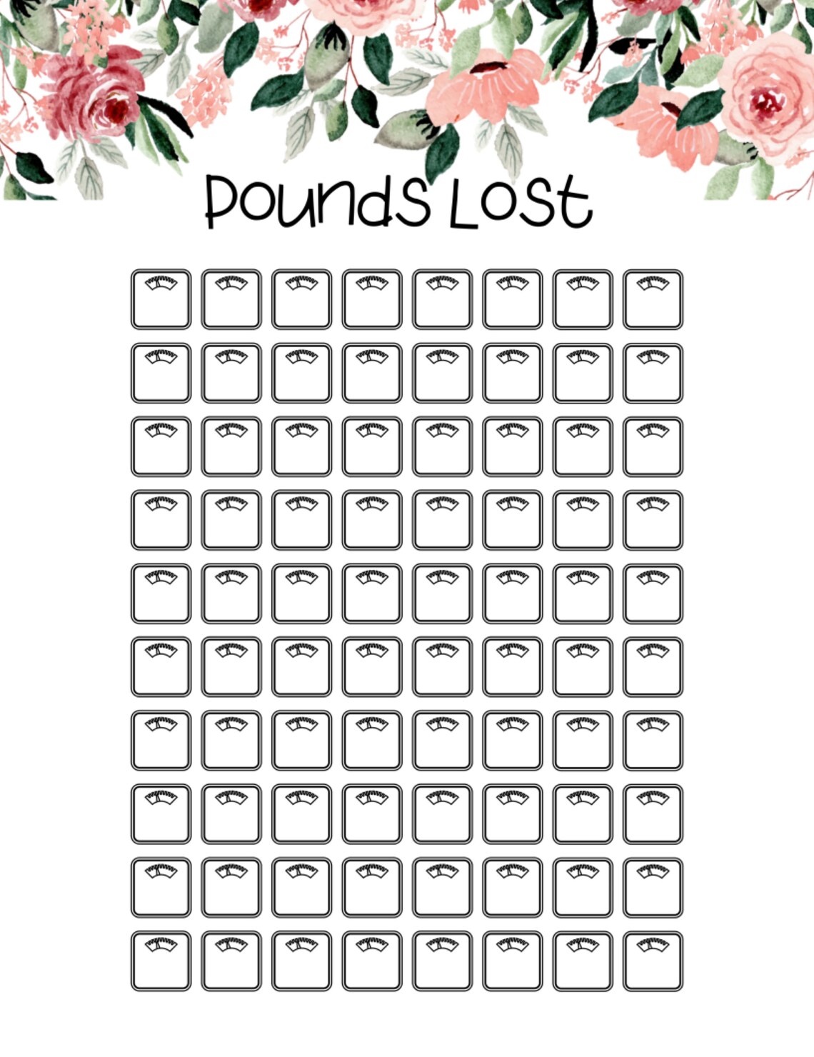 Floral Pounds Lost Printable Weight Loss Tracker - Etsy