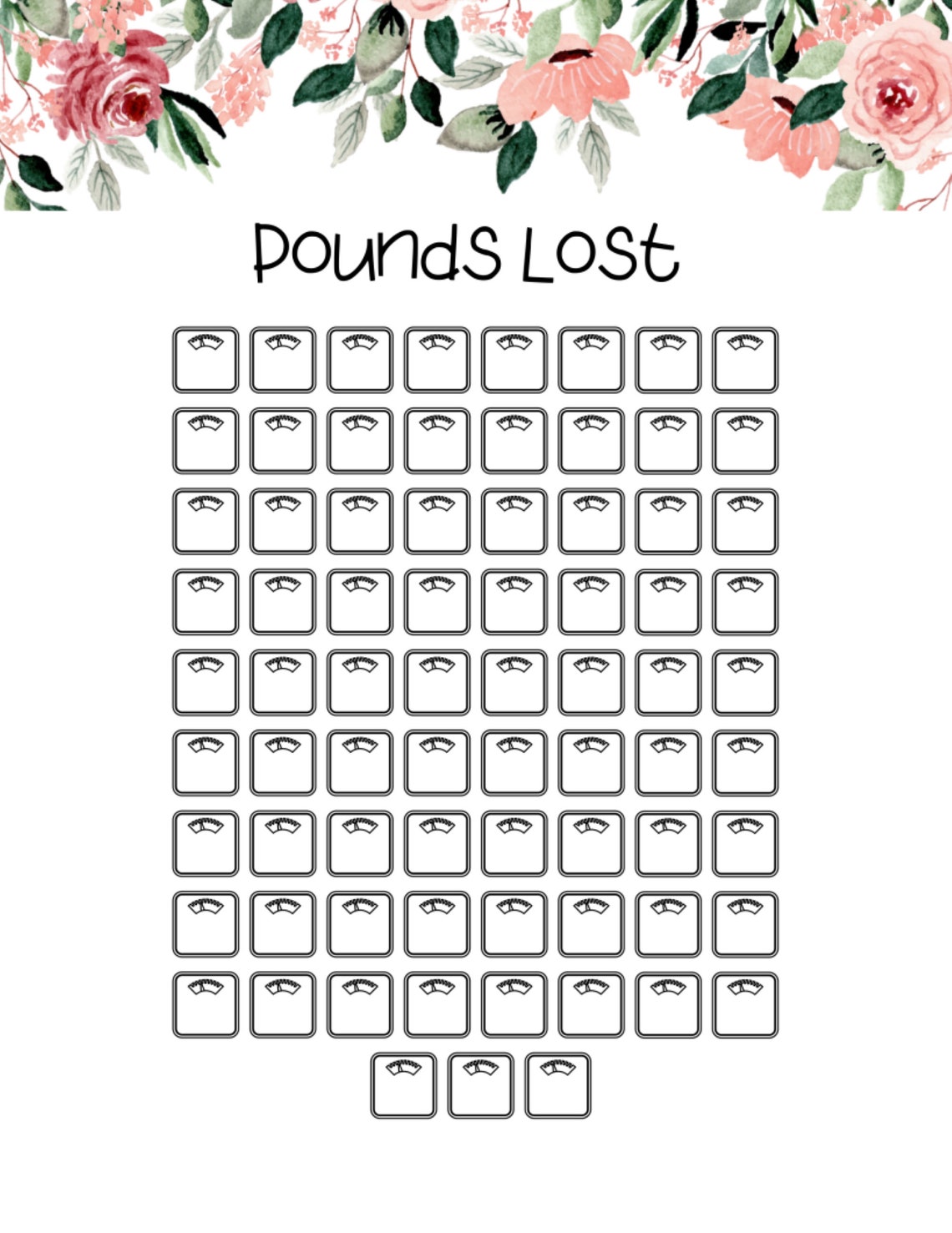 Pounds Lost Printable Weight Loss Tracker - Etsy