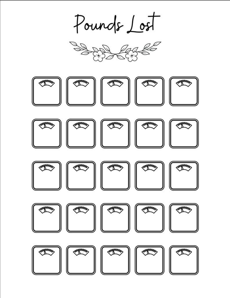 Pounds Lost Printable Weight Loss Tracker - Etsy