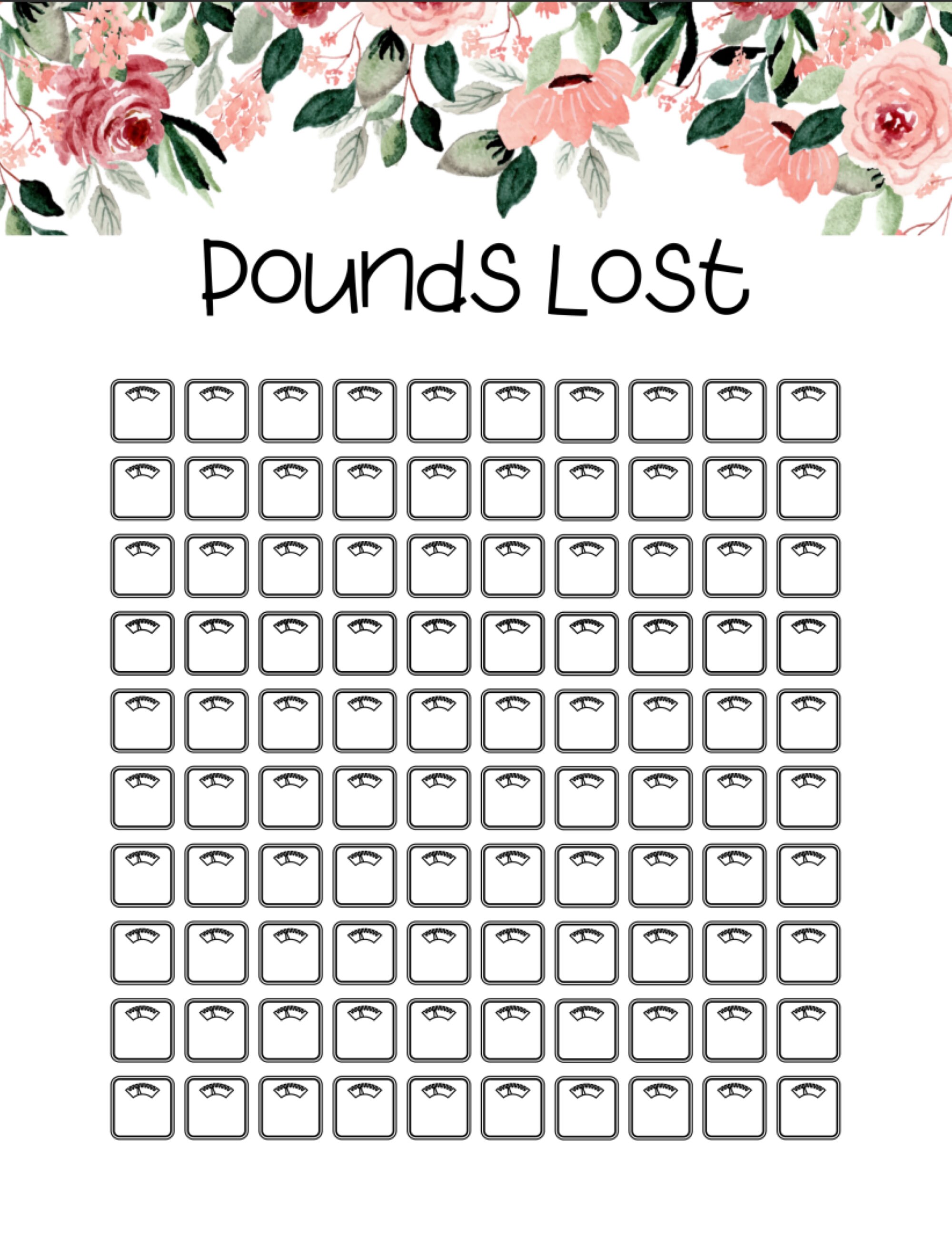 Floral Pounds Lost Printable Weight Loss Tracker - Etsy